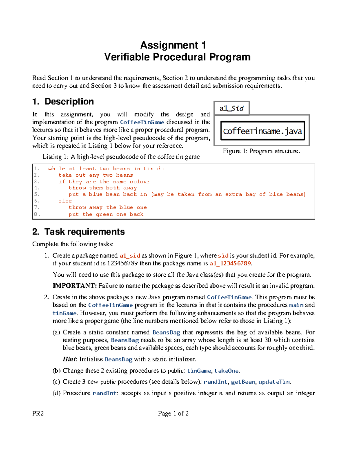Assignment 1 - PR2: Verifiable Procedural Program Development - Studocu