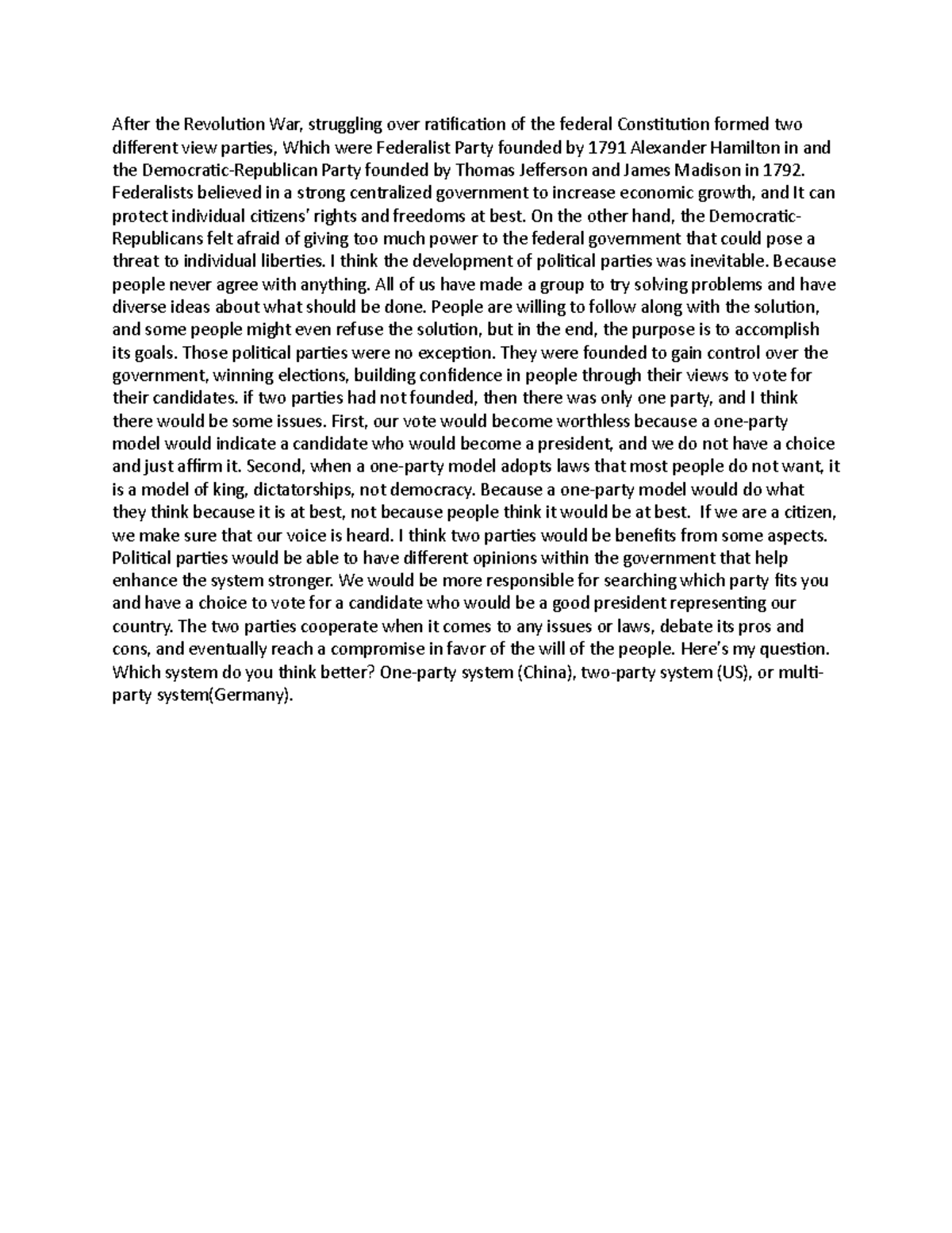 Political-parties - After the Revolution War, struggling over ...