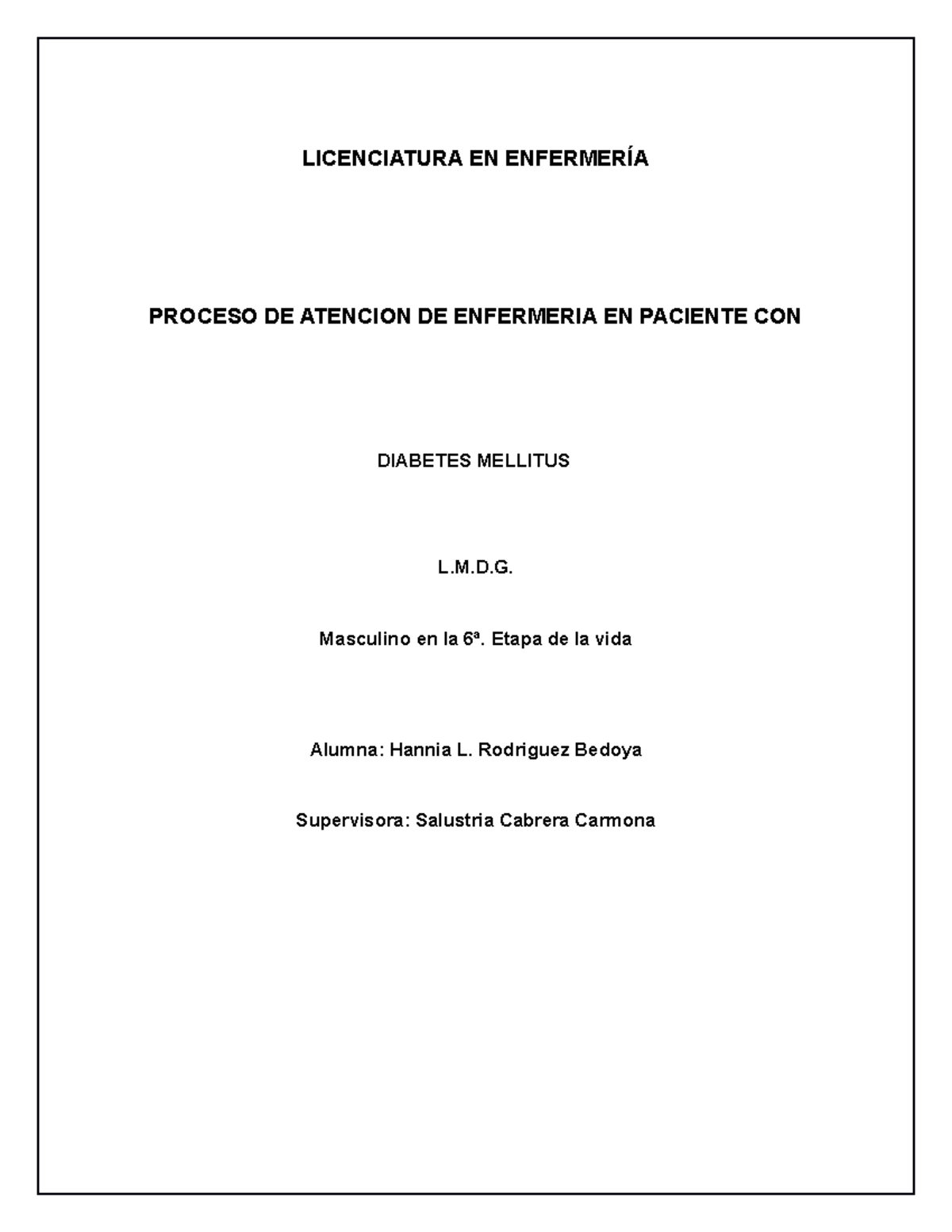Pae En Diabetes Mellitus Proceso De Atención En Enfermería Studocu