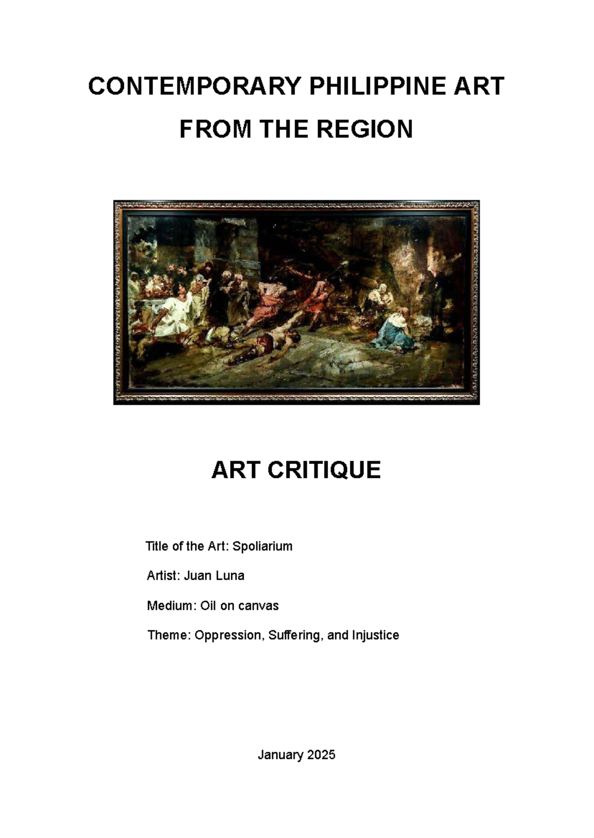 ART 101: Art Critique of Juan Luna's "Spoliarium" - Themes & Analysis ...