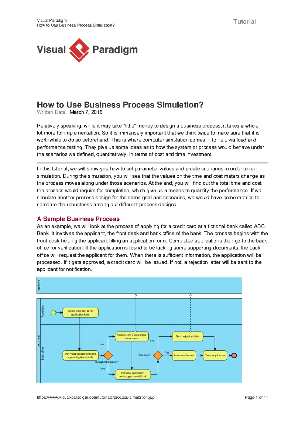 Visual Paradigm Tutorial: Business Process Simulation Guide - Studocu