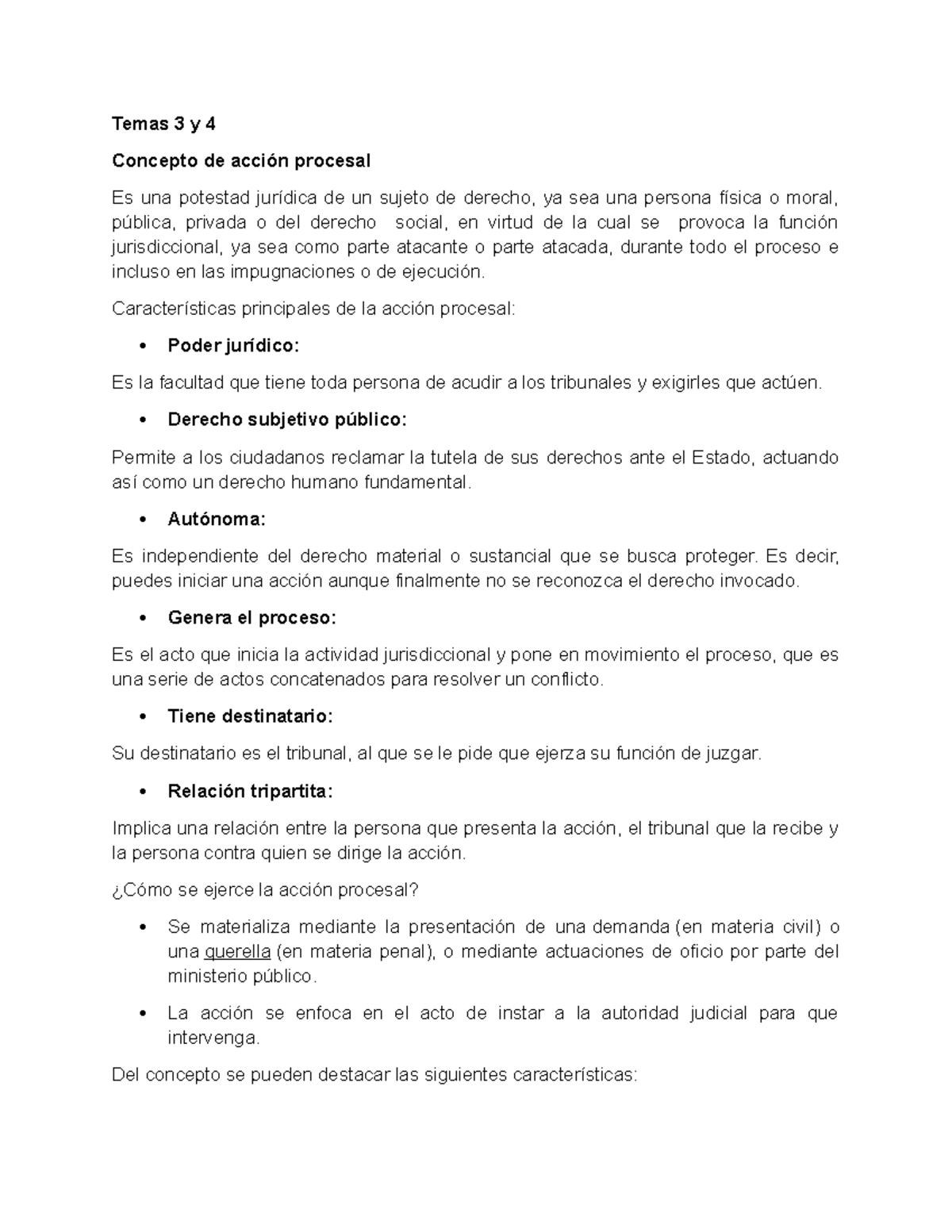 Acción Procesal: Conceptos y Características Jurídicas (DP-101) - Studocu