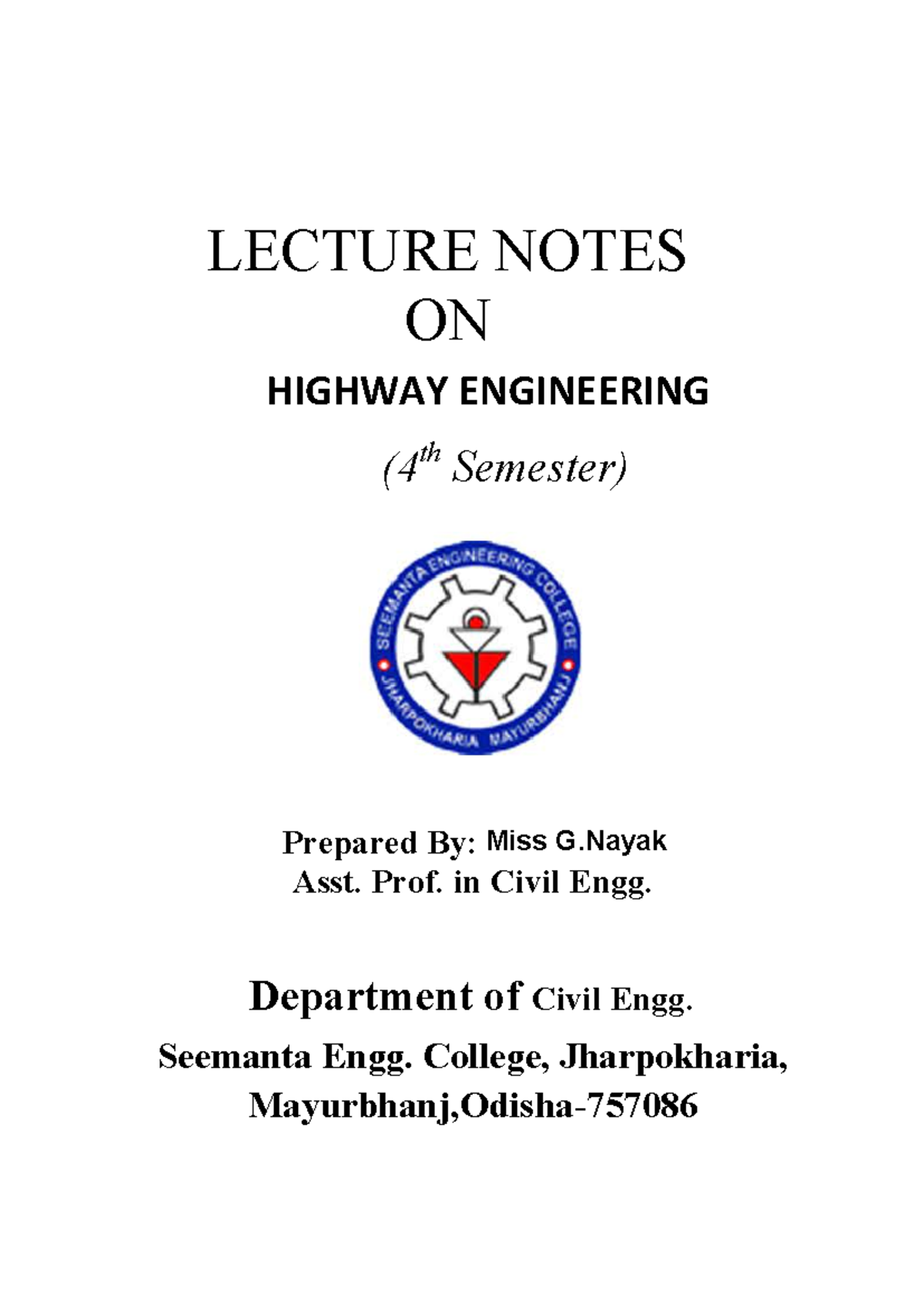 CE Highway Engineering Lecture Notes for Diploma in Civil Engg. 4th Sem ...