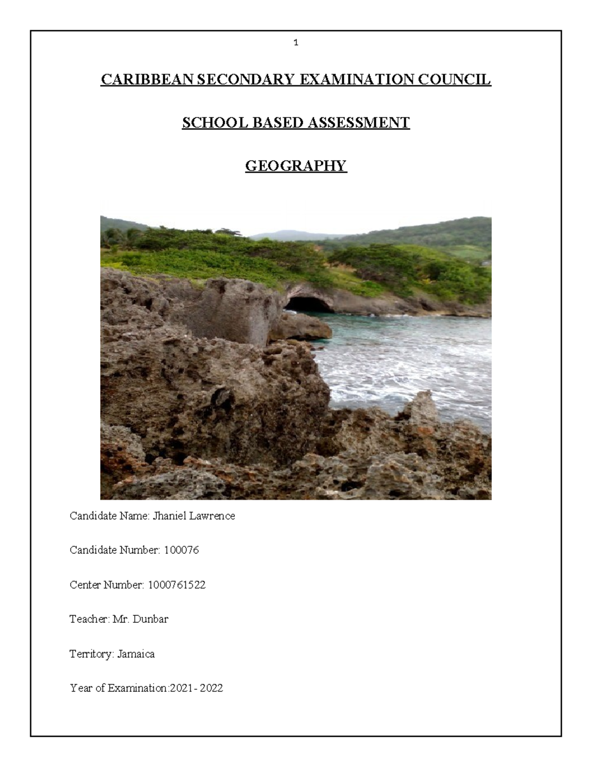 Geography SBA - Assessment of Wave Activities in Hectors River, Jamaica ...