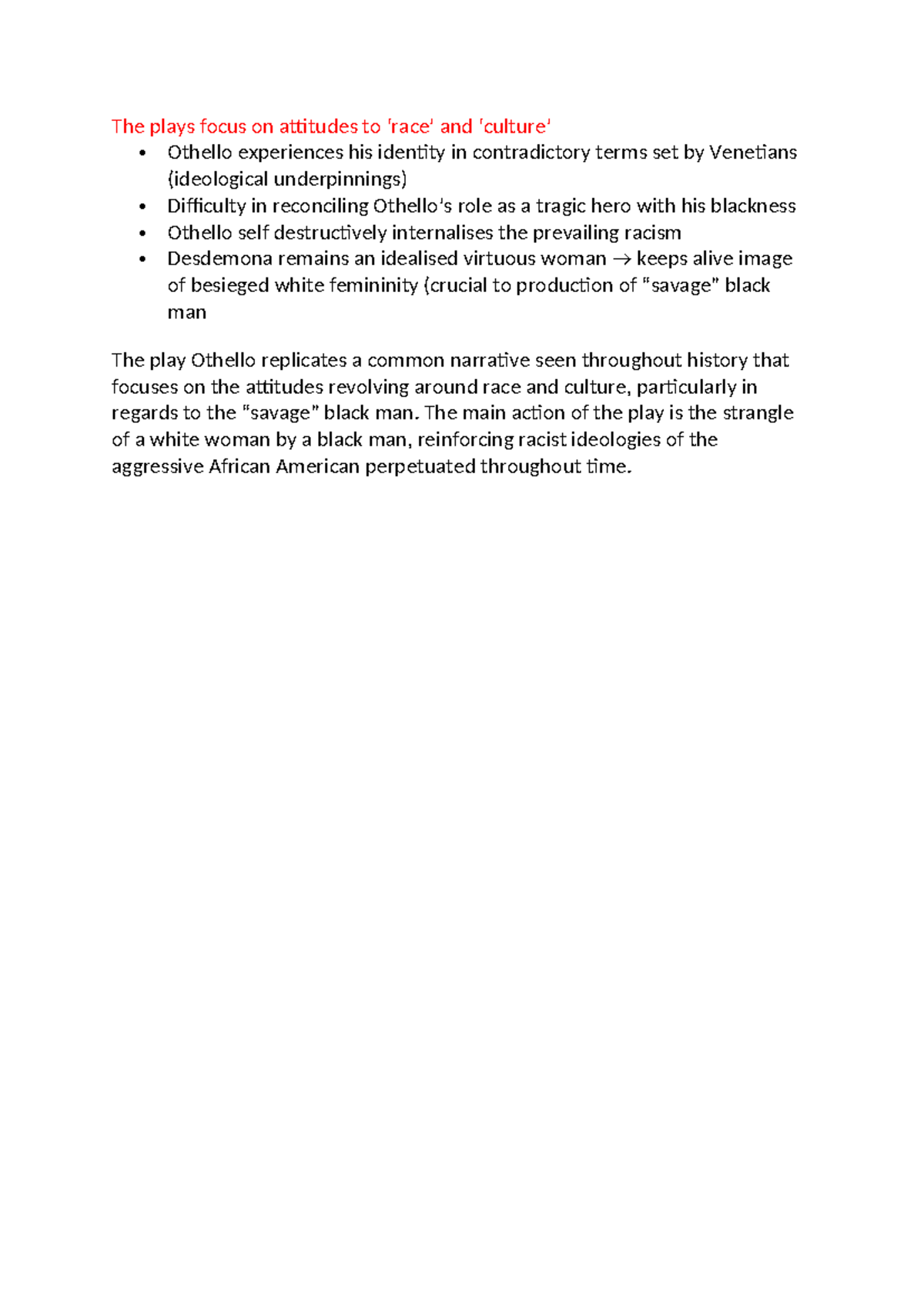 Othello and Race: Examining Identity and Ideology in Tragedy - Studocu