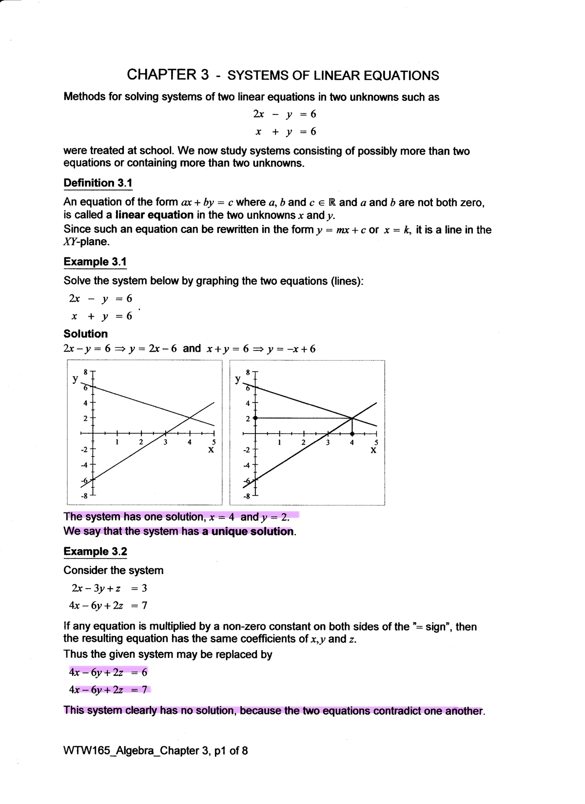 Chapter 3: Linear Algebra Notes and Key Concepts - Studocu