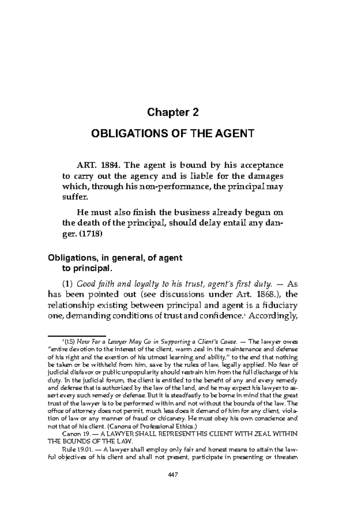 447 LOA Chapter 2: Obligations of the Agent and Principal - Studocu