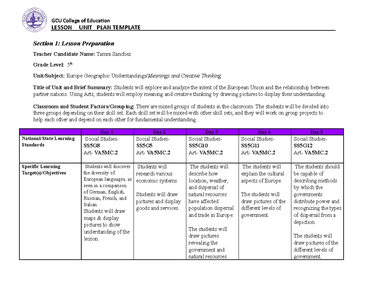 ELM-351 World History Lesson Plan - LESSON PLAN TEMPLATE Section 1 ...