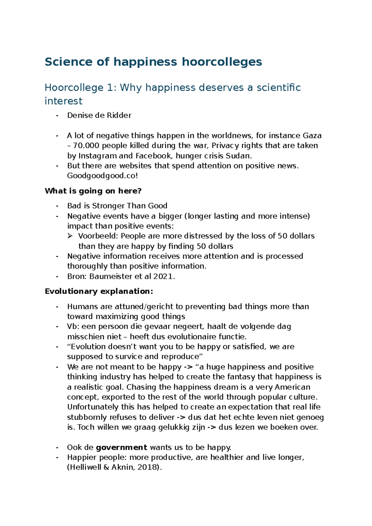 Science of Happiness Hoorcollege 1: The Psychology Behind Well-Being ...