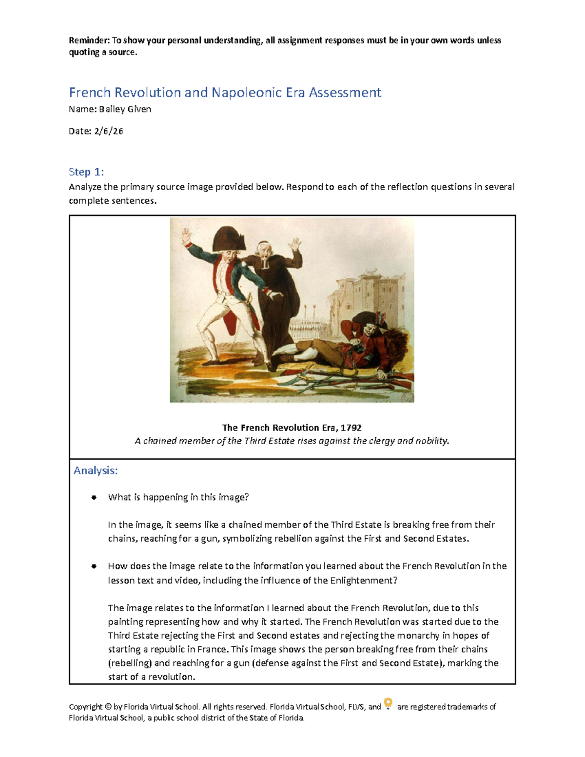 French Revolution & Napoleonic Era Assessment (WH) by Bailey Given ...