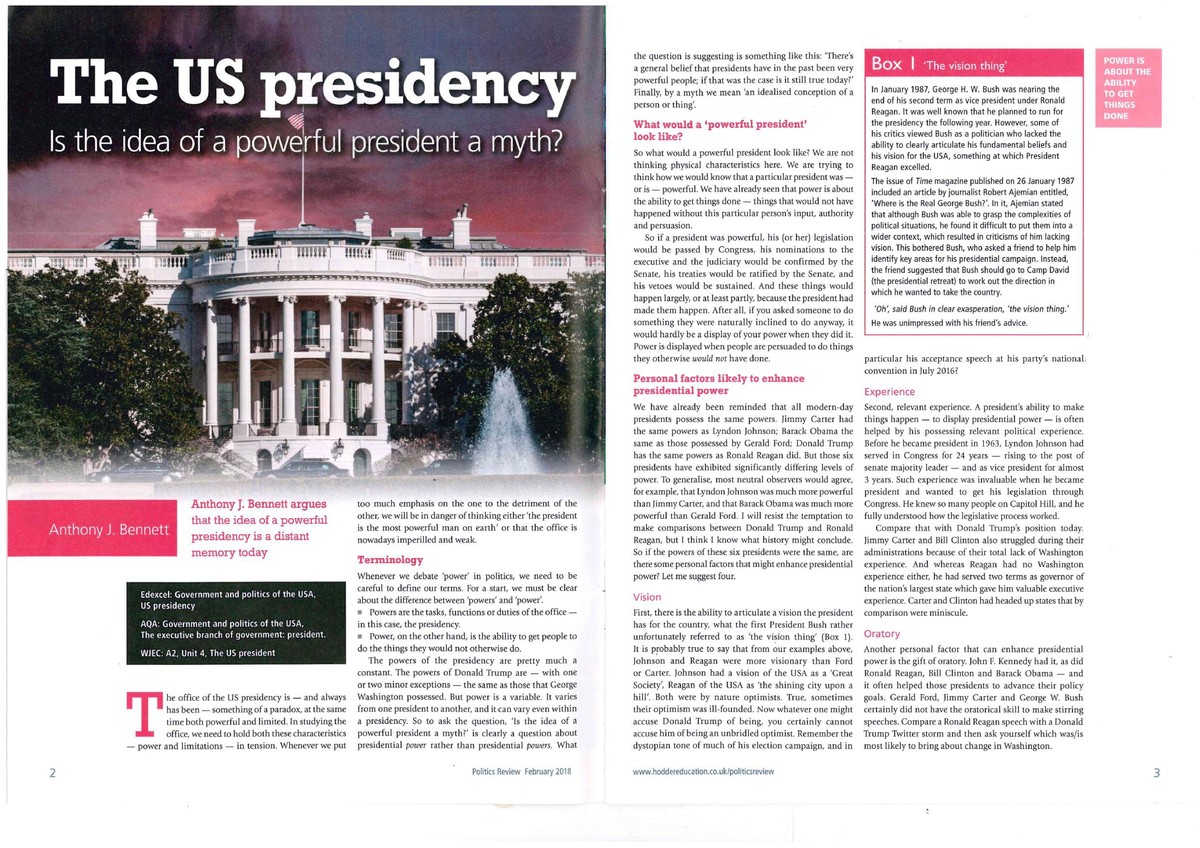 Power of the Presidency: Myth or Reality? (AQA: Gov & Politics) - Studocu