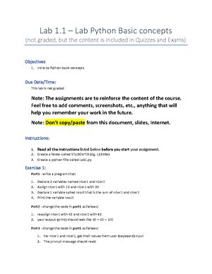 Lab 2 - prog - Lab instructions and steps for lab 2 in python - Lab 2 – Lab Python Basic ...