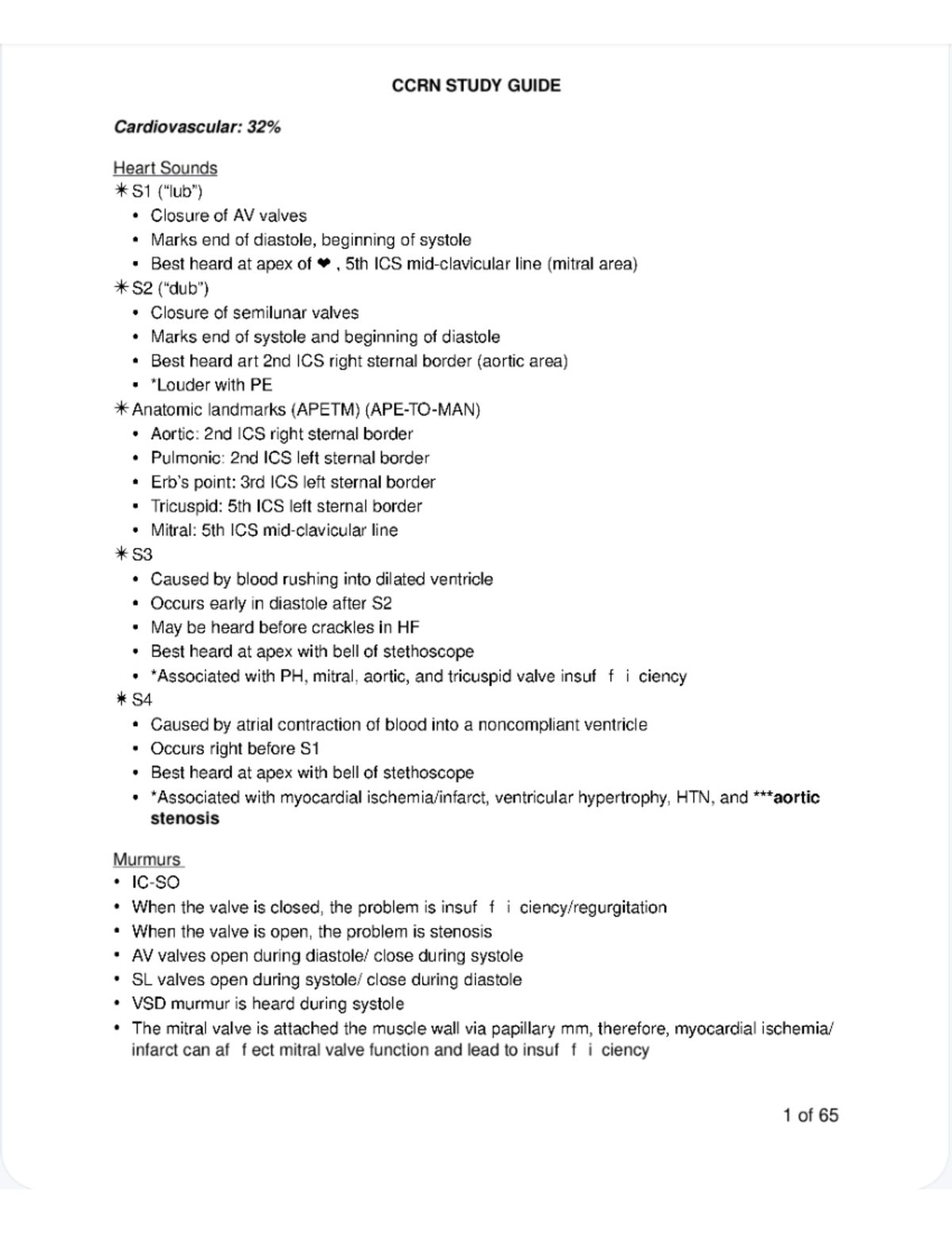 CCRN Exam Review: Quick Reference Cheat Sheet - Studocu