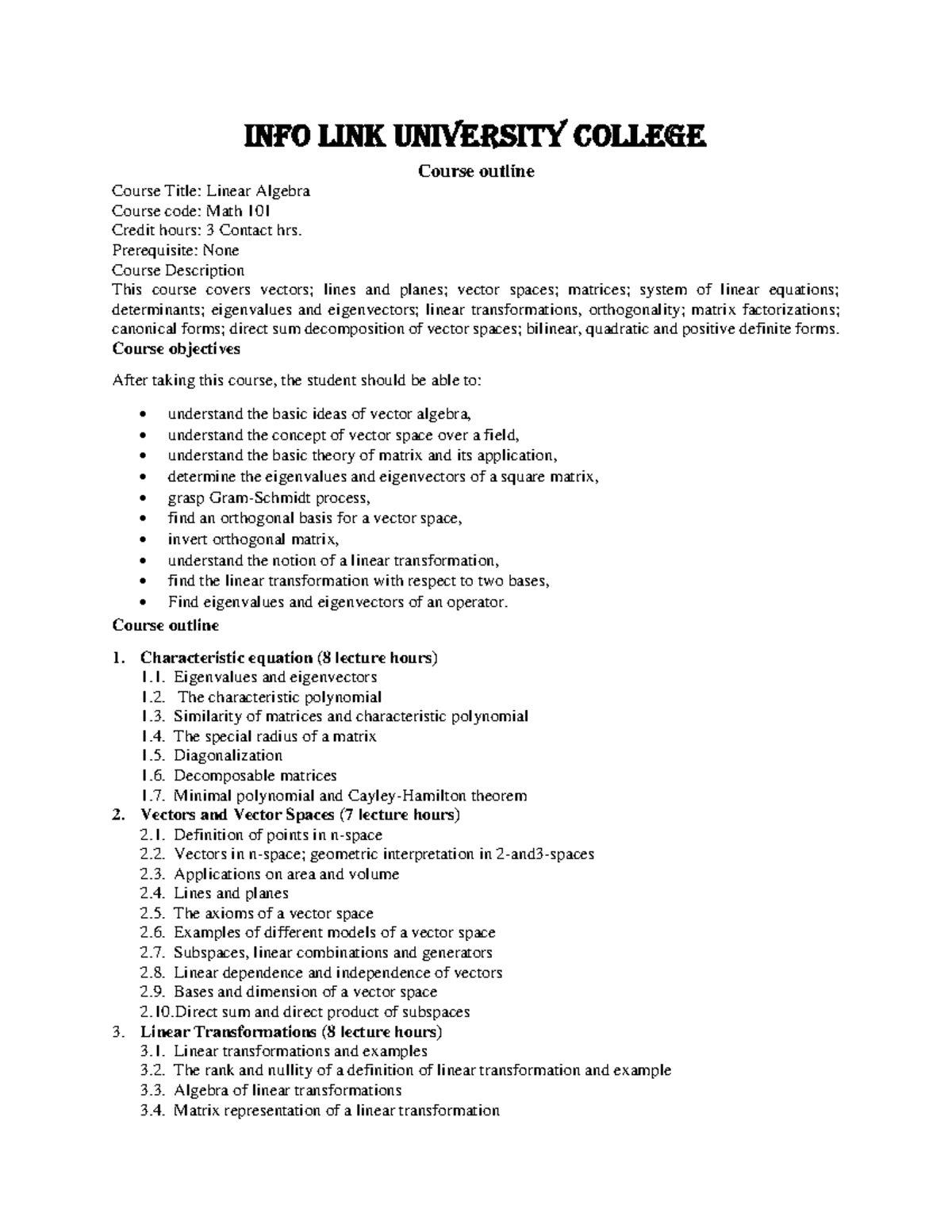 Linear Algebra-Linear Algebra course outline (best) dt-2024-10-05 15-20 ...