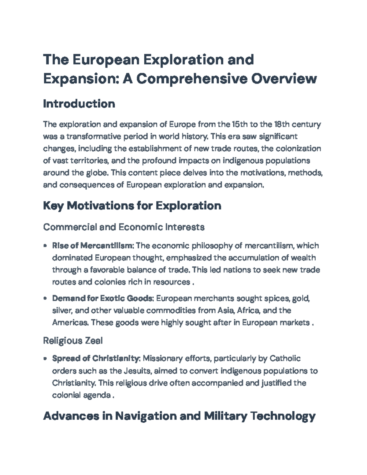 HIST 101: The Era of European Exploration and Its Global Impact - Studocu