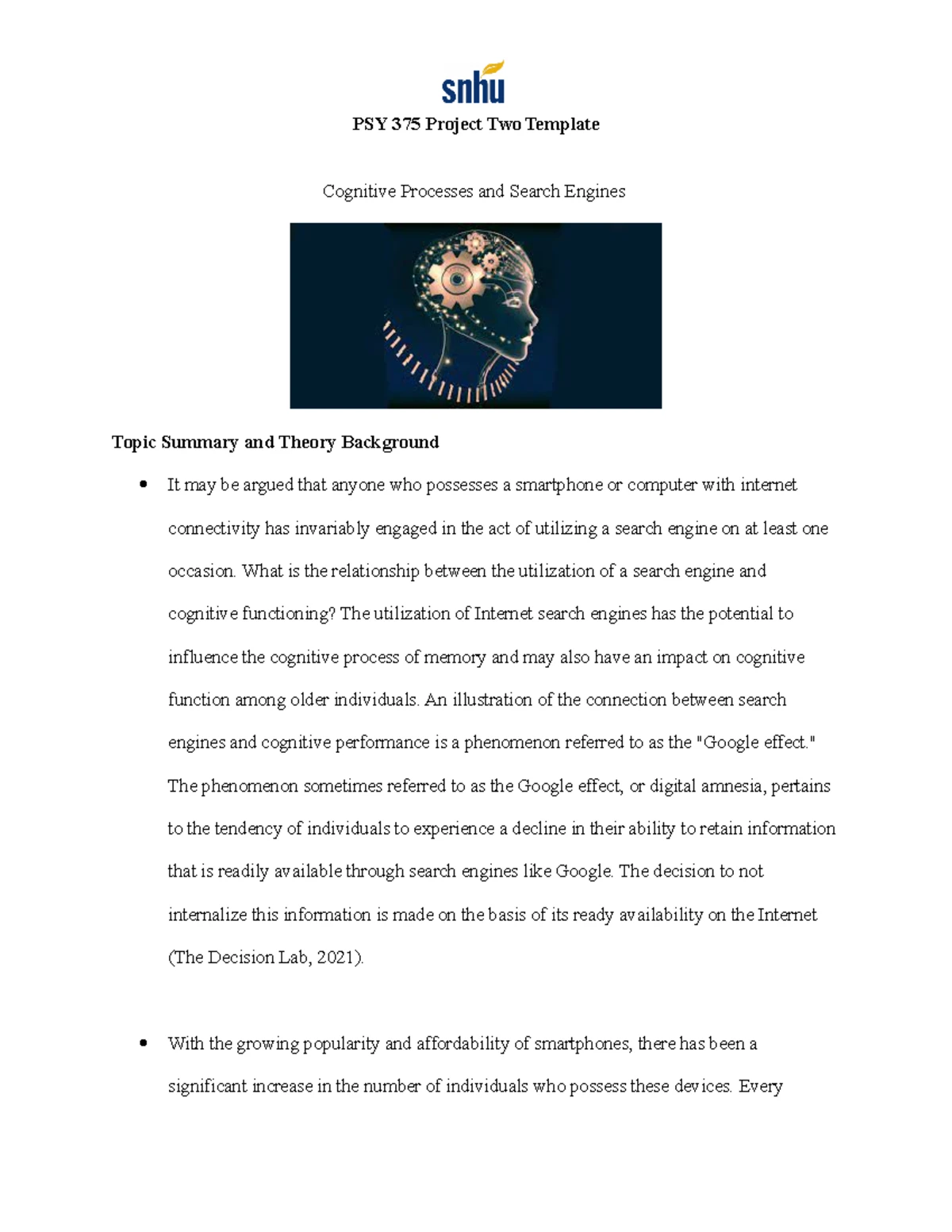 PSY 375 Cognition - Lab Worksheet for Week 1 Activities - Studocu