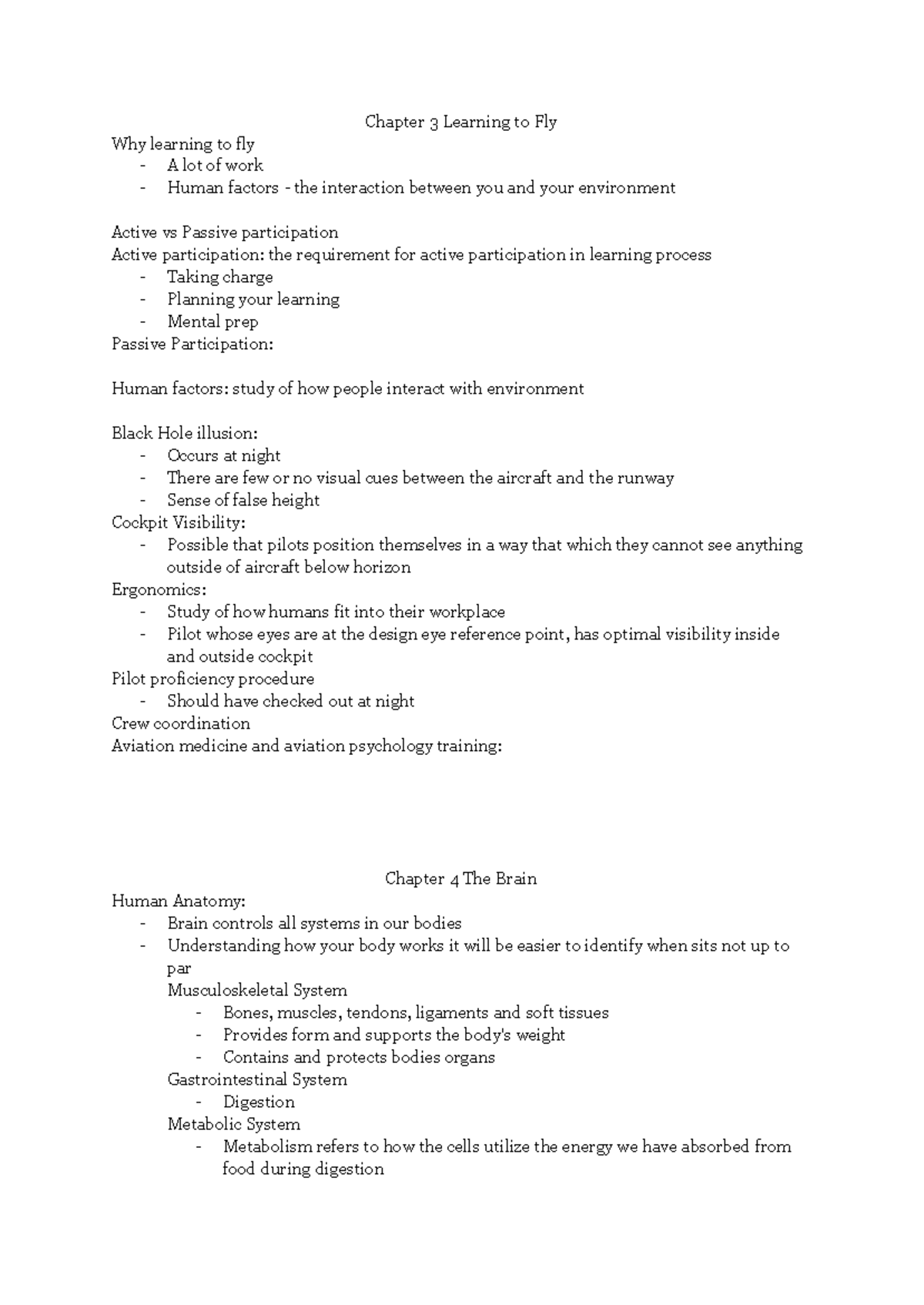 Human Anatomy & Brain Function Overview for AVT119: Ch 3 & 4 - Studocu
