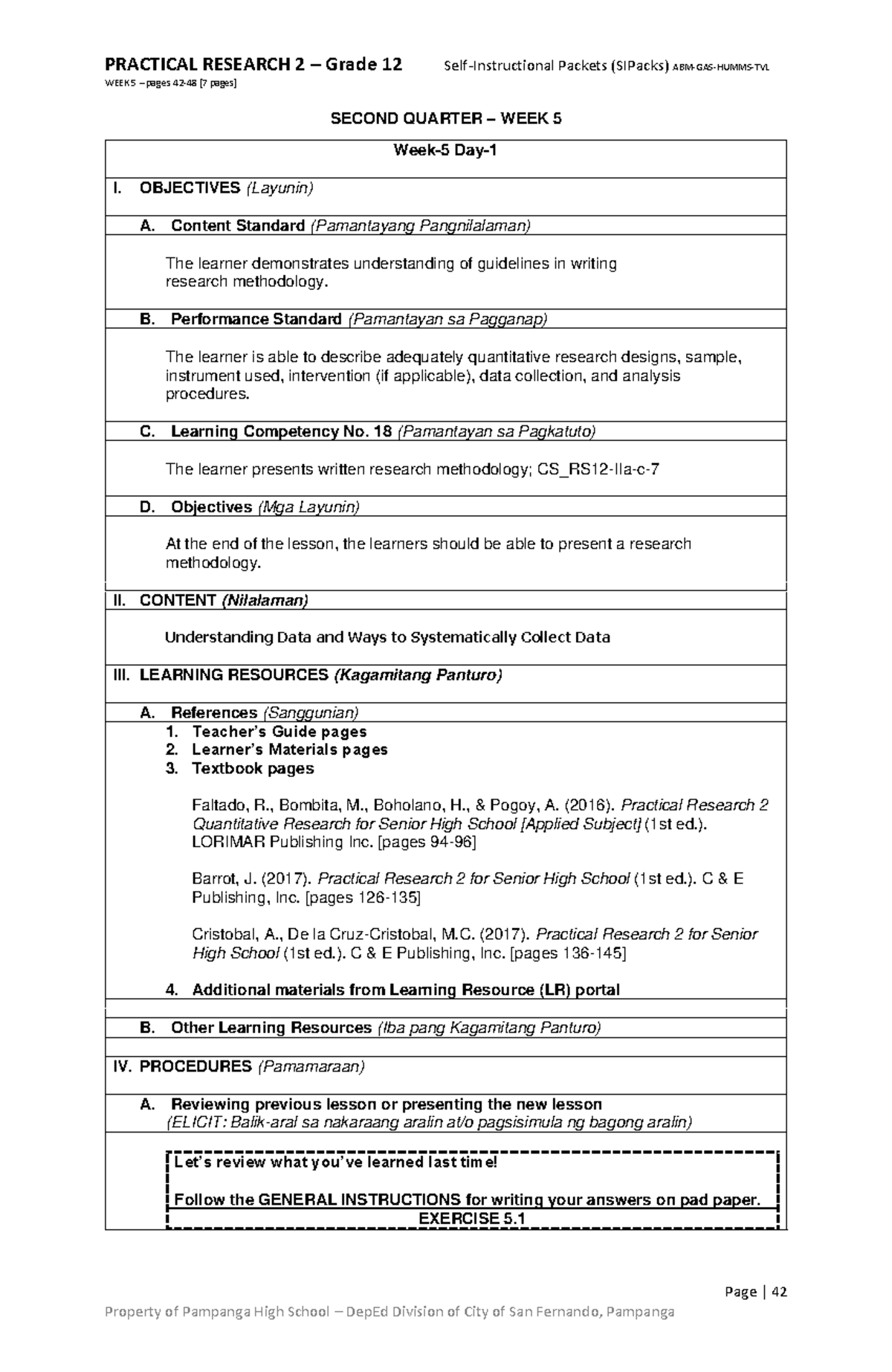 CS_RS12-IIa-c - Writing the Research Methodology: Week 5 Insights - Studocu