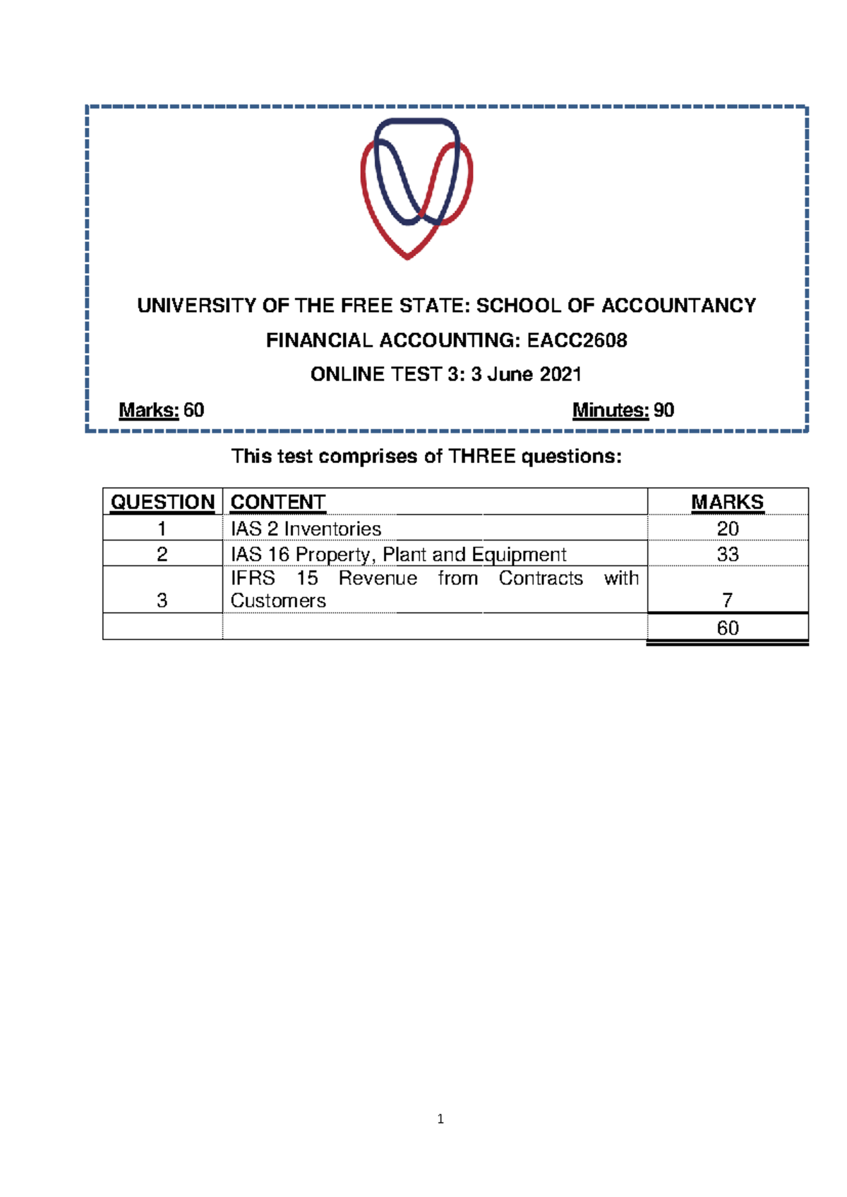 EACC2608 Online Test 3: Financial Accounting Questions & Instructions ...