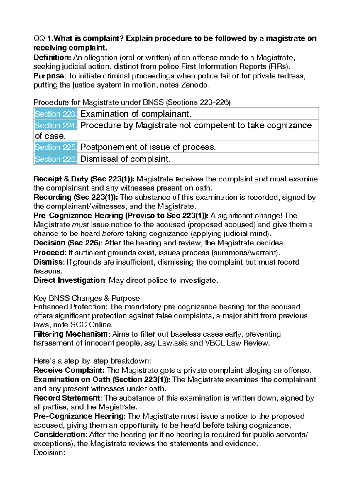 BNSS Notes: Understanding Complaints, Bail, and Criminal Court ...