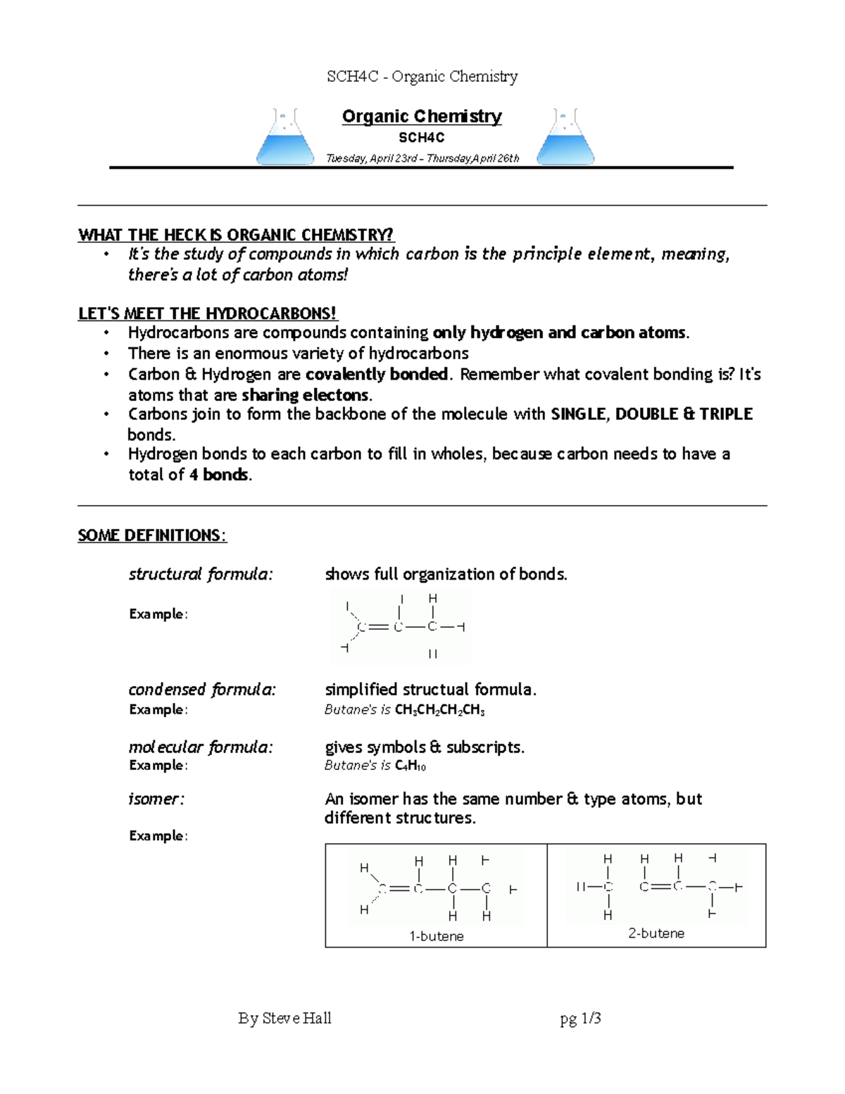 SCH4C Organic Chemistry: Understanding Hydrocarbons and Bonding - Studocu