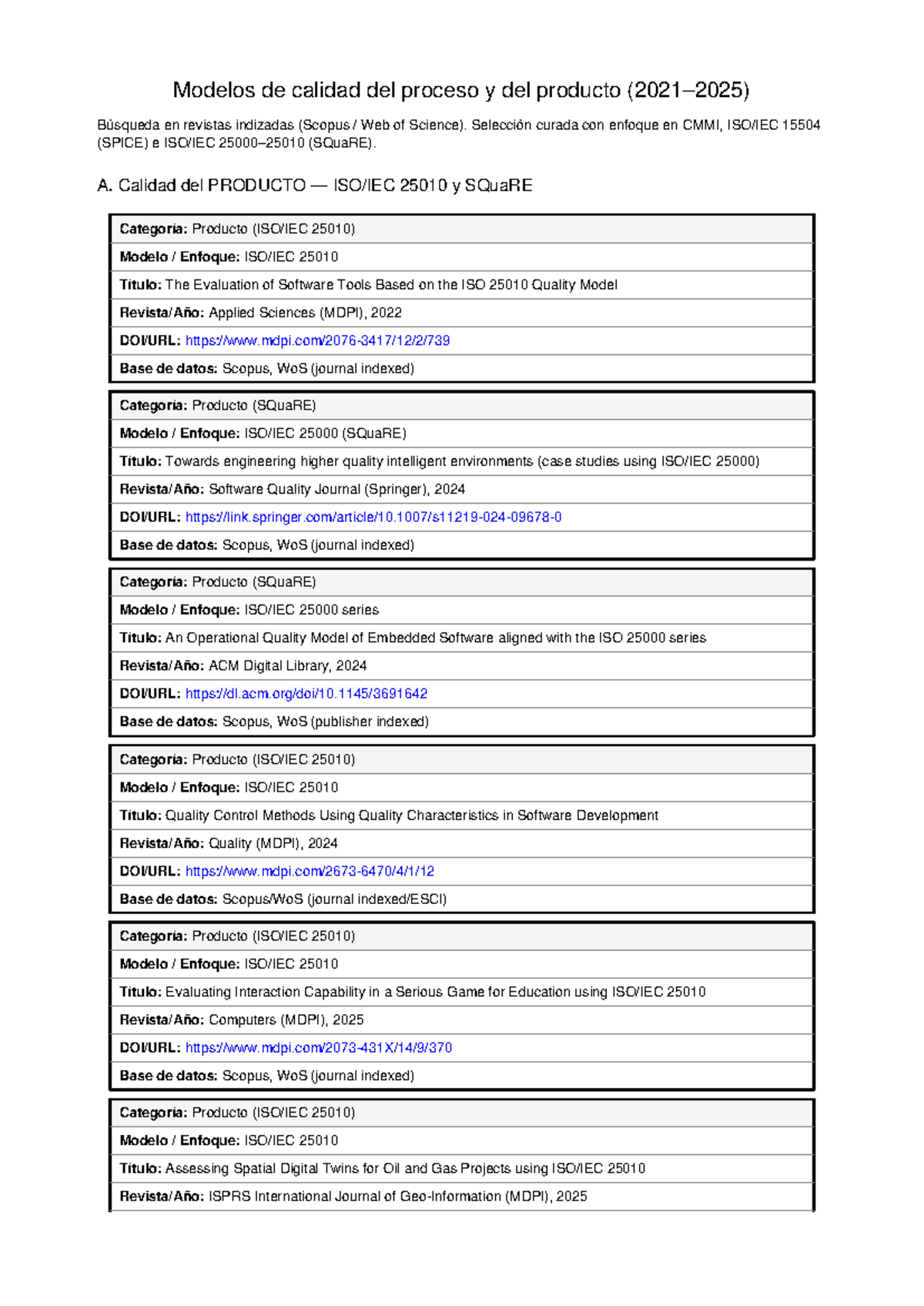 Bibliografía sobre Modelos de Calidad del Software (2021-2025) - Studocu