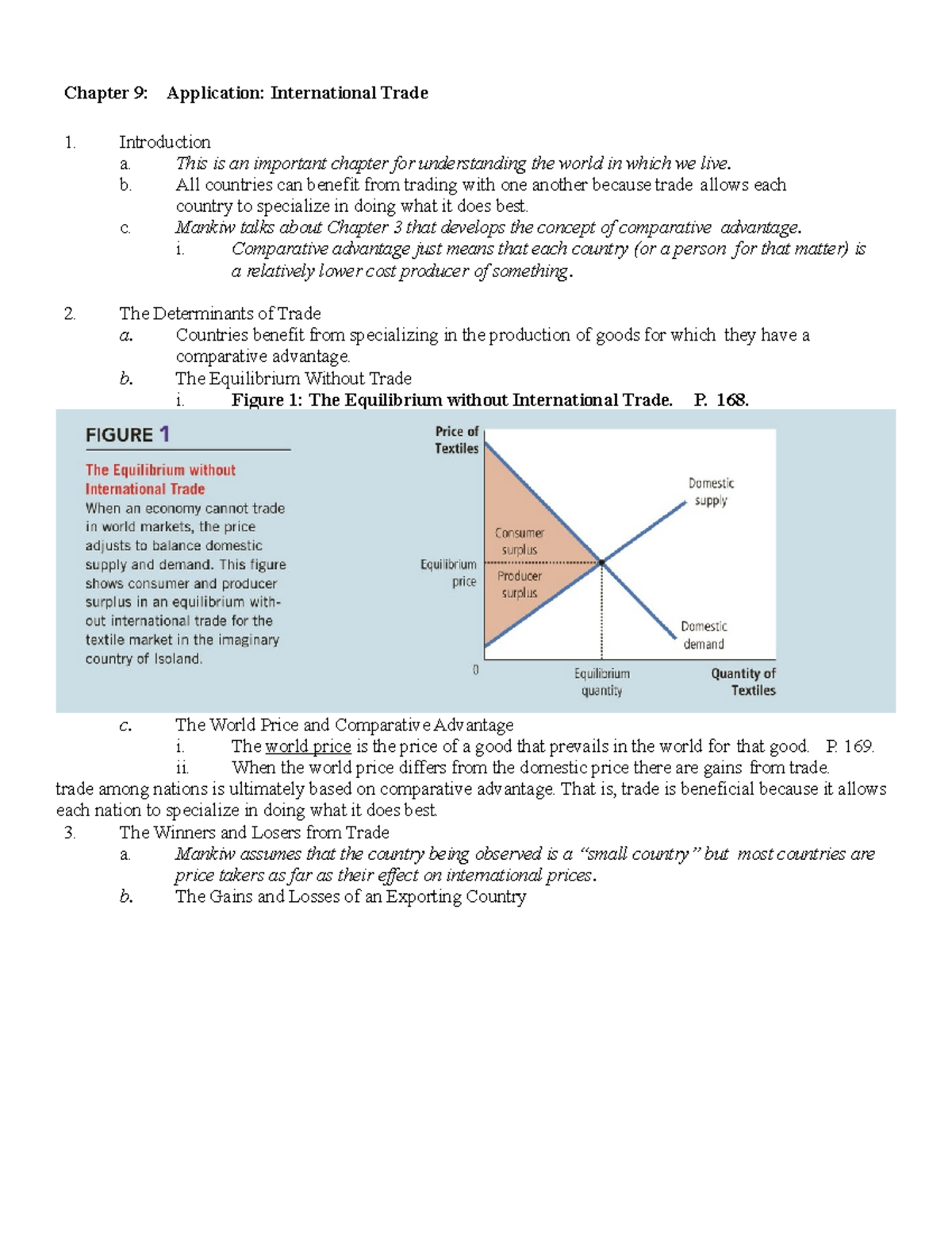 Chapter 9 Notes - Chapter 9: Application: International Trade 1 ...