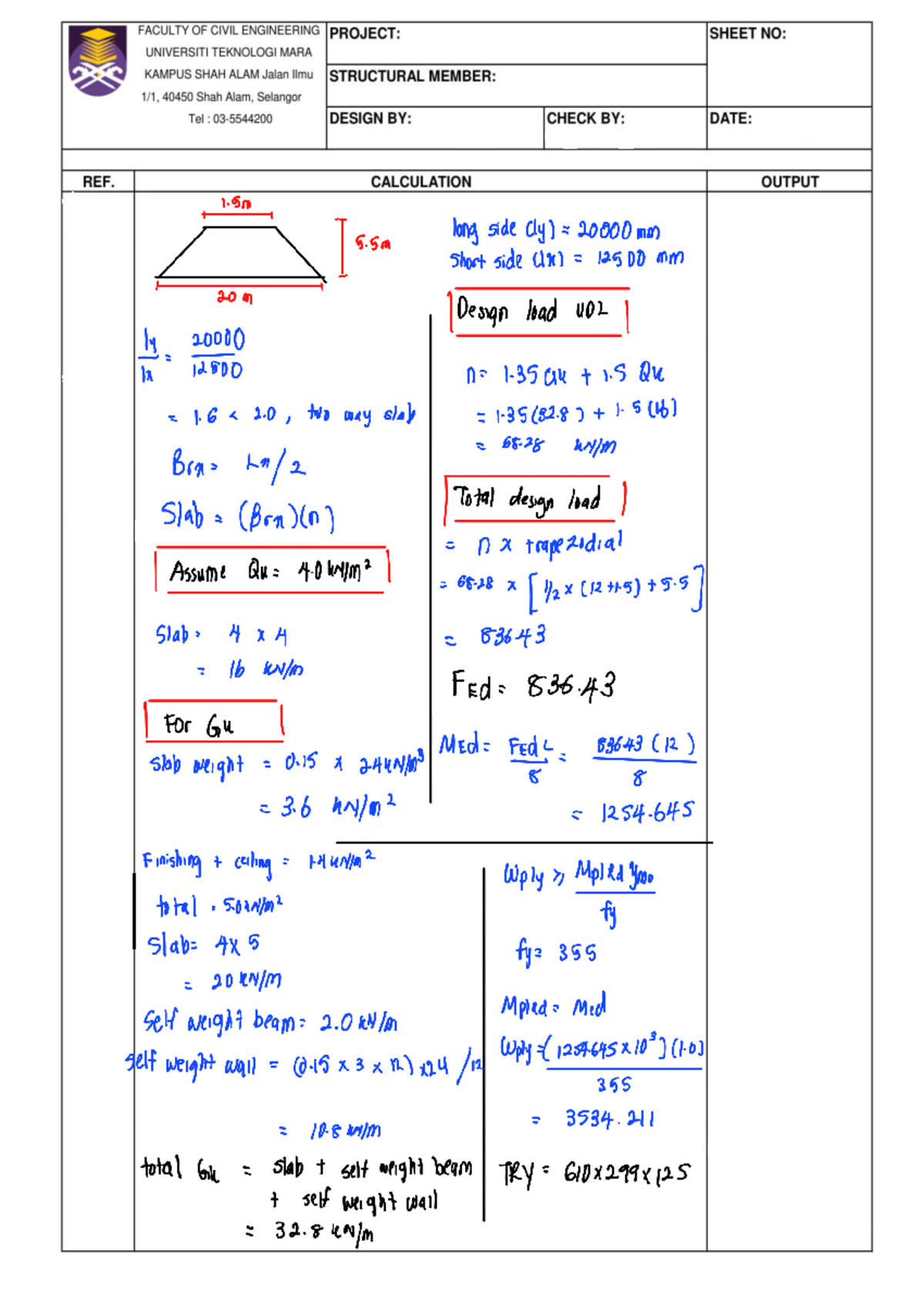 Structural Member Design Calculation: Beam Check for CE40450 - Studocu