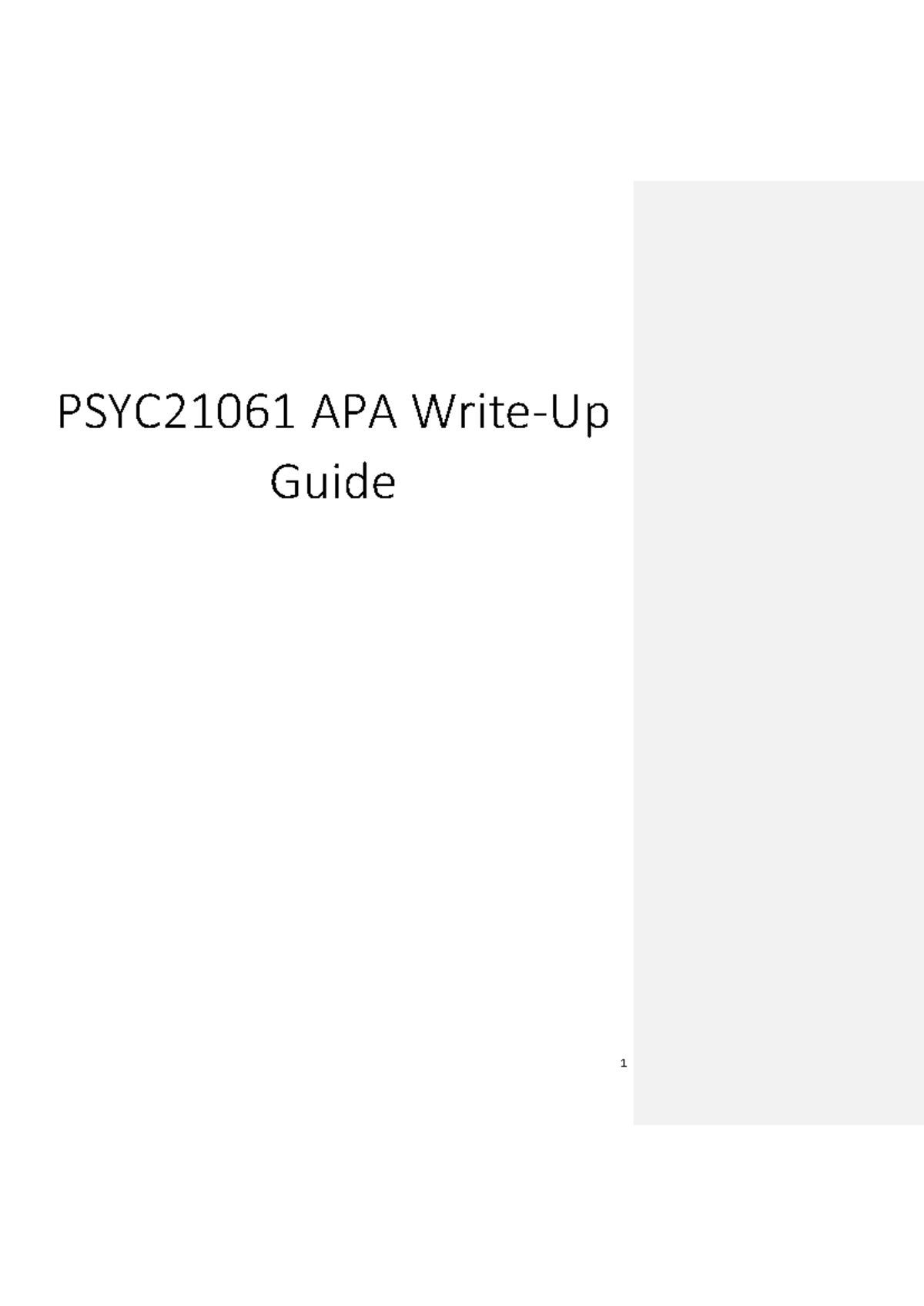 PSYC21061 APA Write-Up Guide: Formatting and Statistical Reporting ...