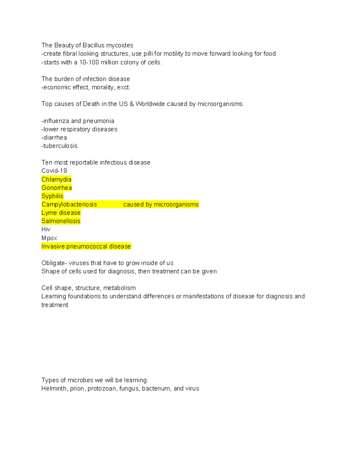 Microbio Study Guide Exam-1: Understanding Microbial Diseases and ...