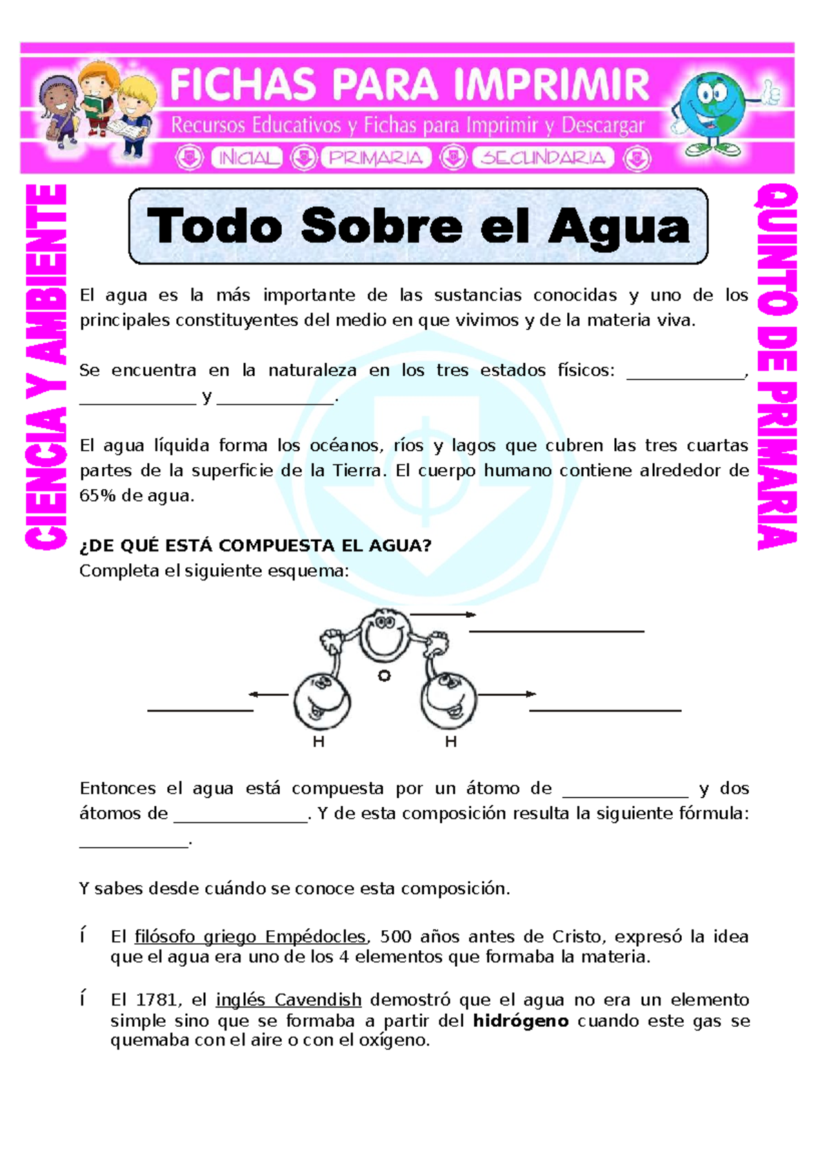 Todo sobre el Agua - Ciencia y Ambiente Quinto de Primaria - Studocu