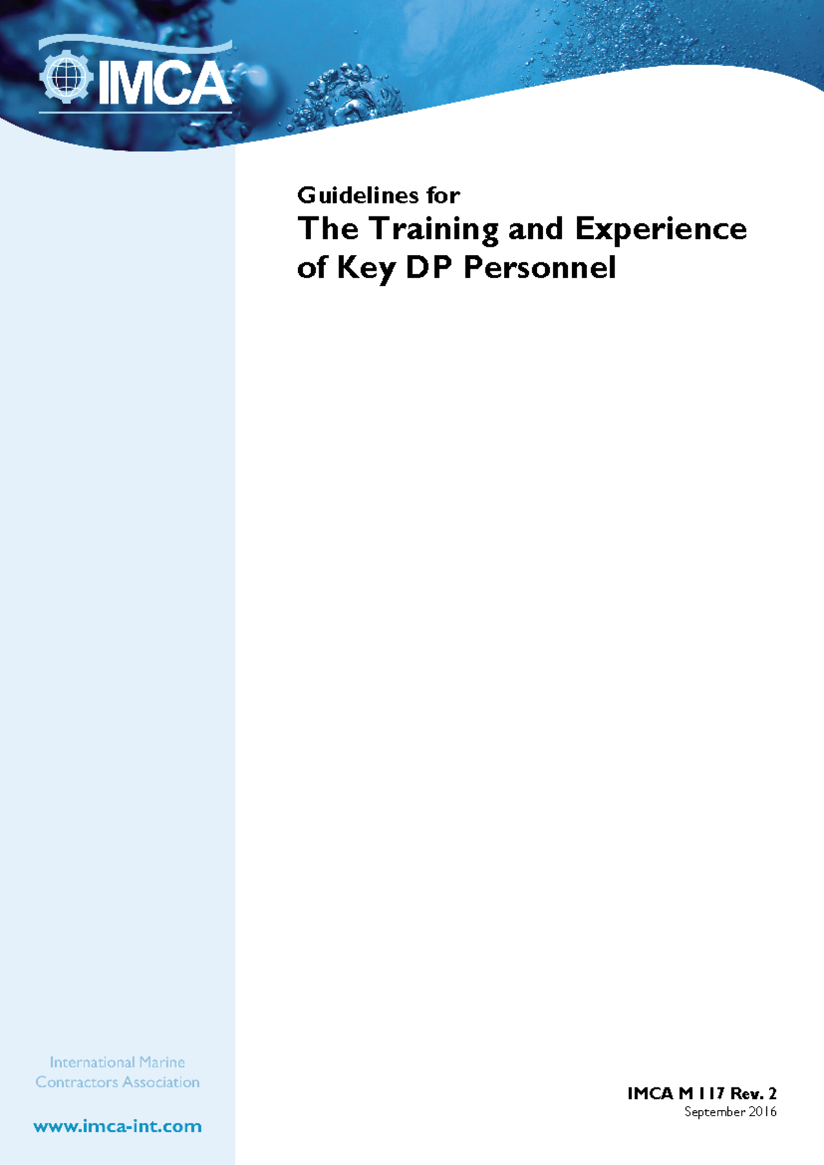 IMCA M 117 Rev. 2 Guidelines for Training Key DP Personnel - Studocu