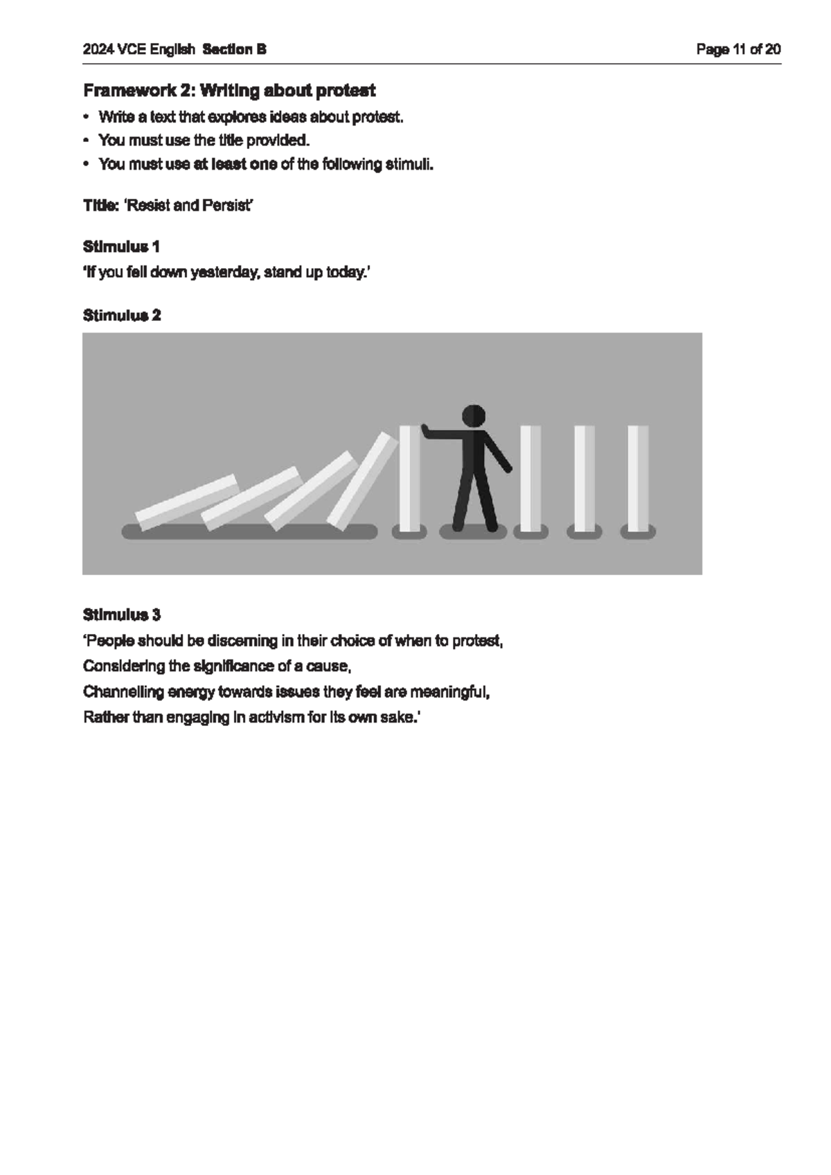 2024 VCE English Section B: Writing on Protest Ideas - Studocu