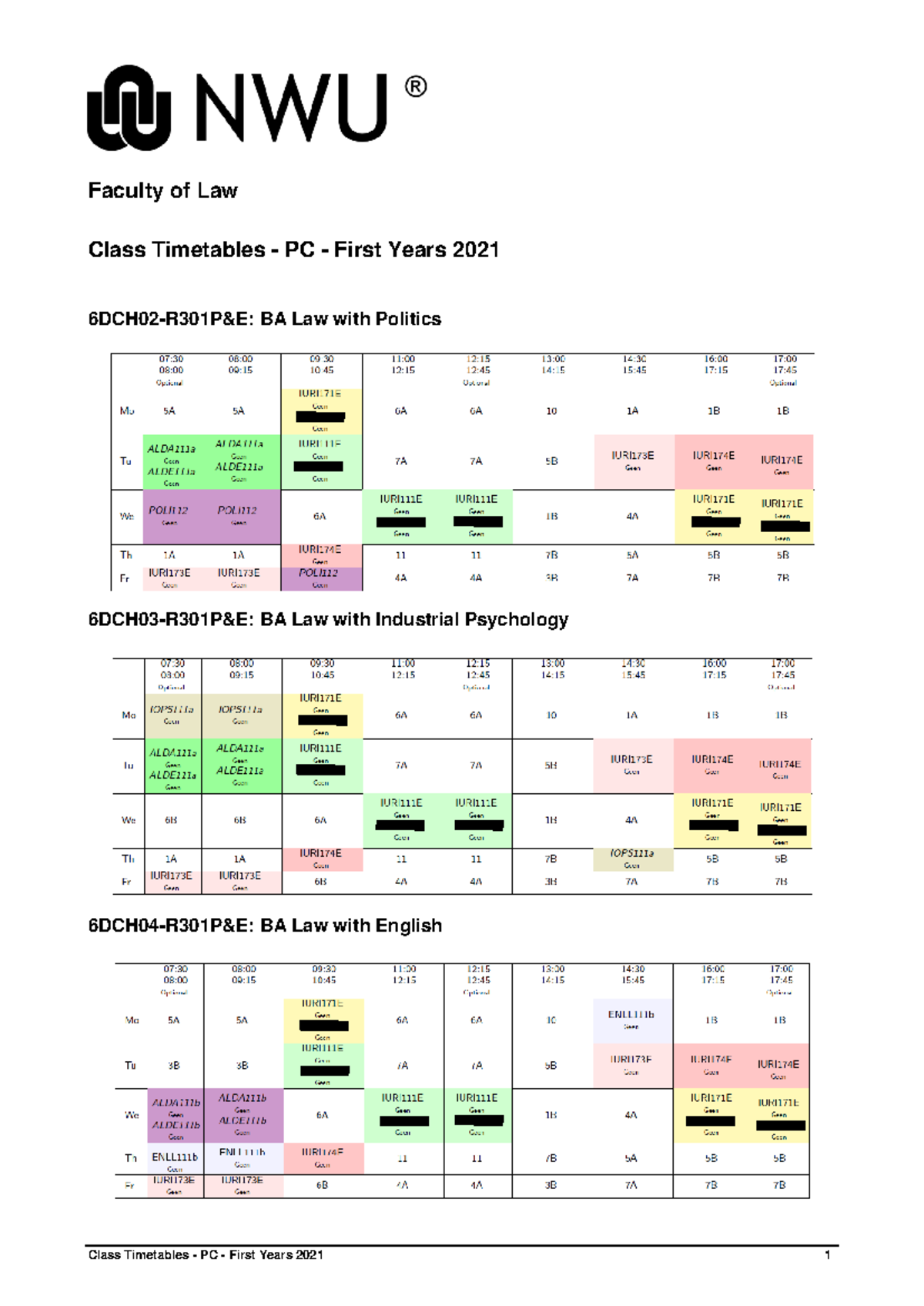 Class Timetables-PC-First Years 2021 - MTHS121 - Class Timetables - PC ...