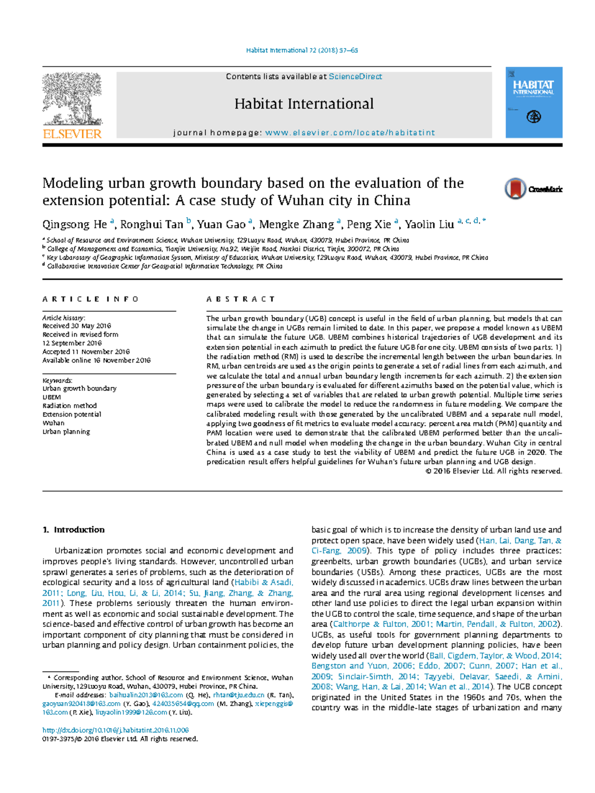 Modeling Urban Growth Boundary for Wuhan City: Case Study of UGBM - Studocu