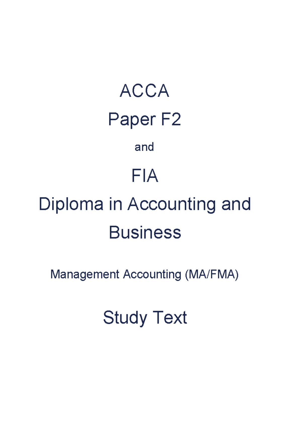 ACCA Paper P2 Diploma in Accounting and b Usiness - ACCA Paper F and ...