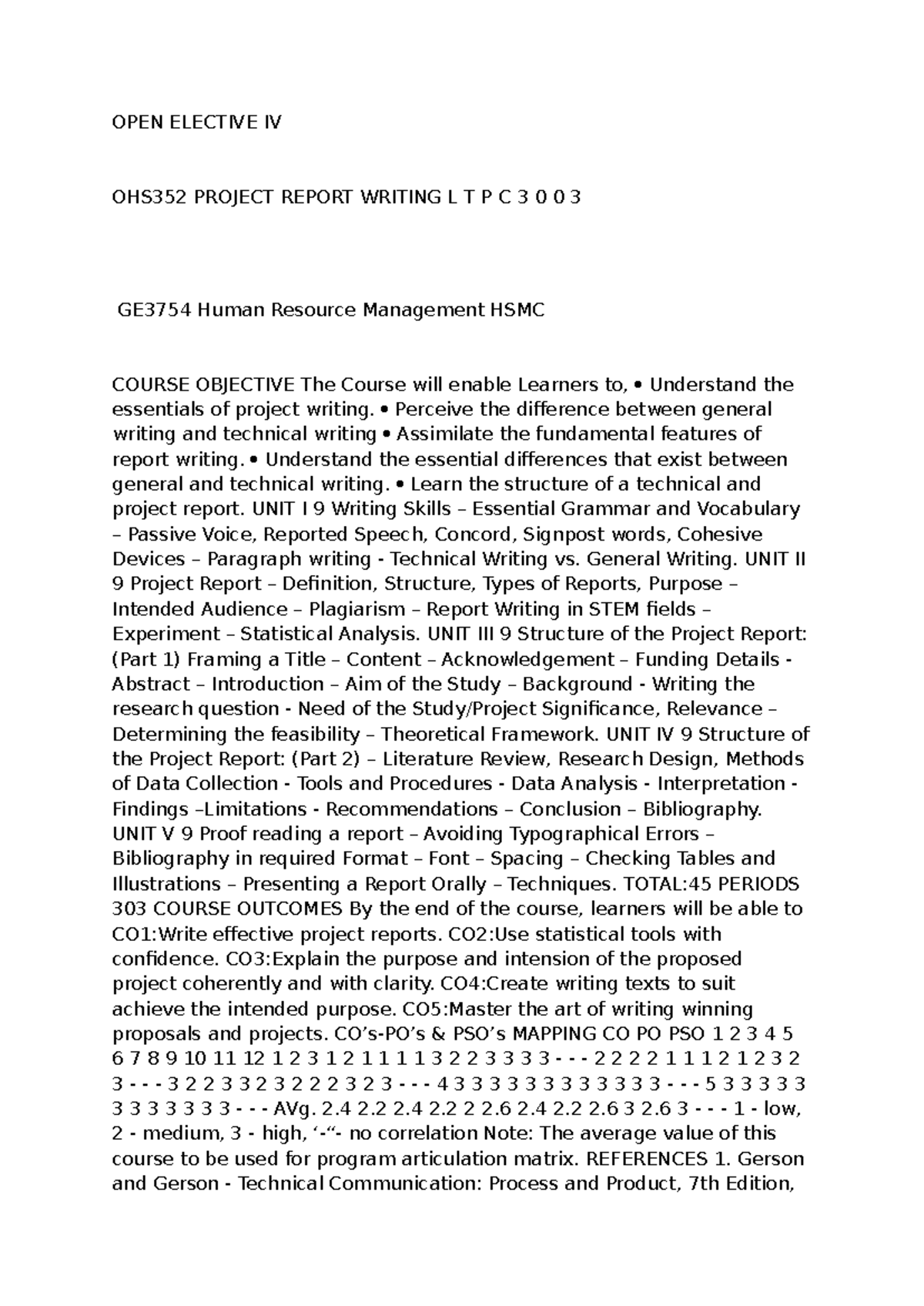 OHS352 Project Report Writing: Essentials for Effective Reports - Studocu