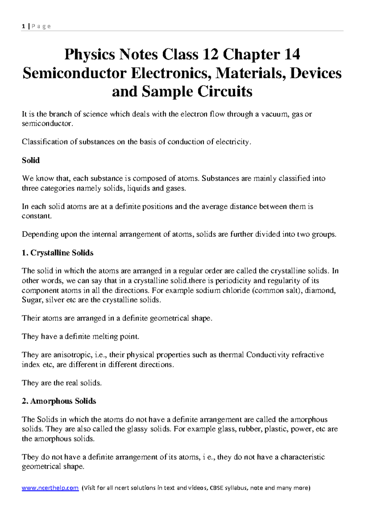Physics Notes Class 12 - Chapter 14: Semiconductor Electronics ...