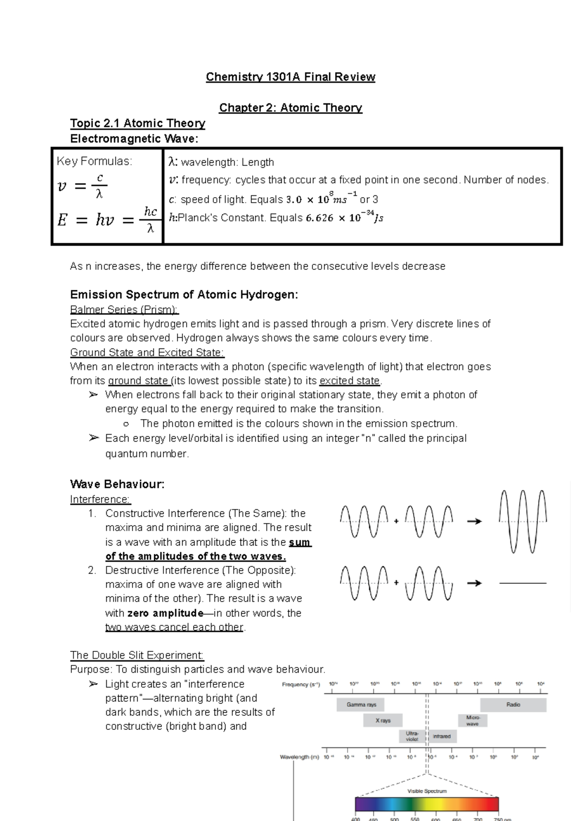 Chemistry 1301A Final Exam Comprehensive Review Notes - Studocu