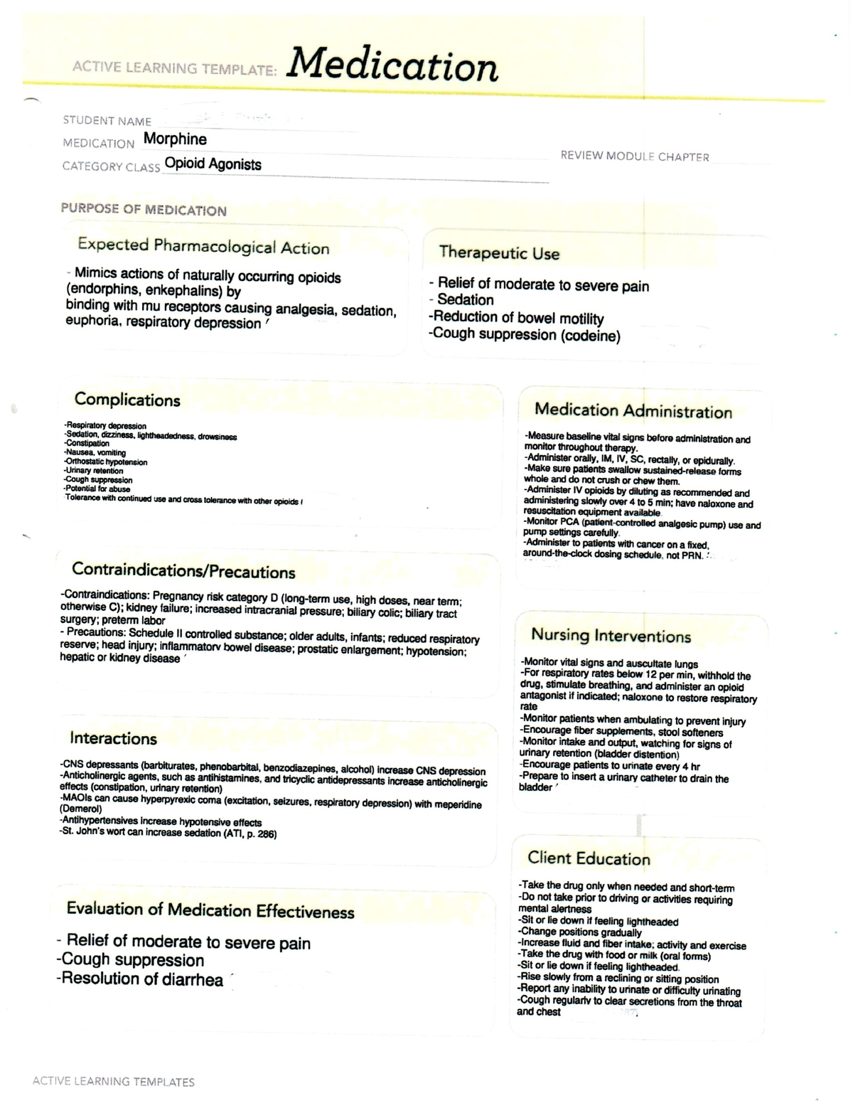 ATI Morphine Medication Overview: Key Points and Guidelines - Studocu