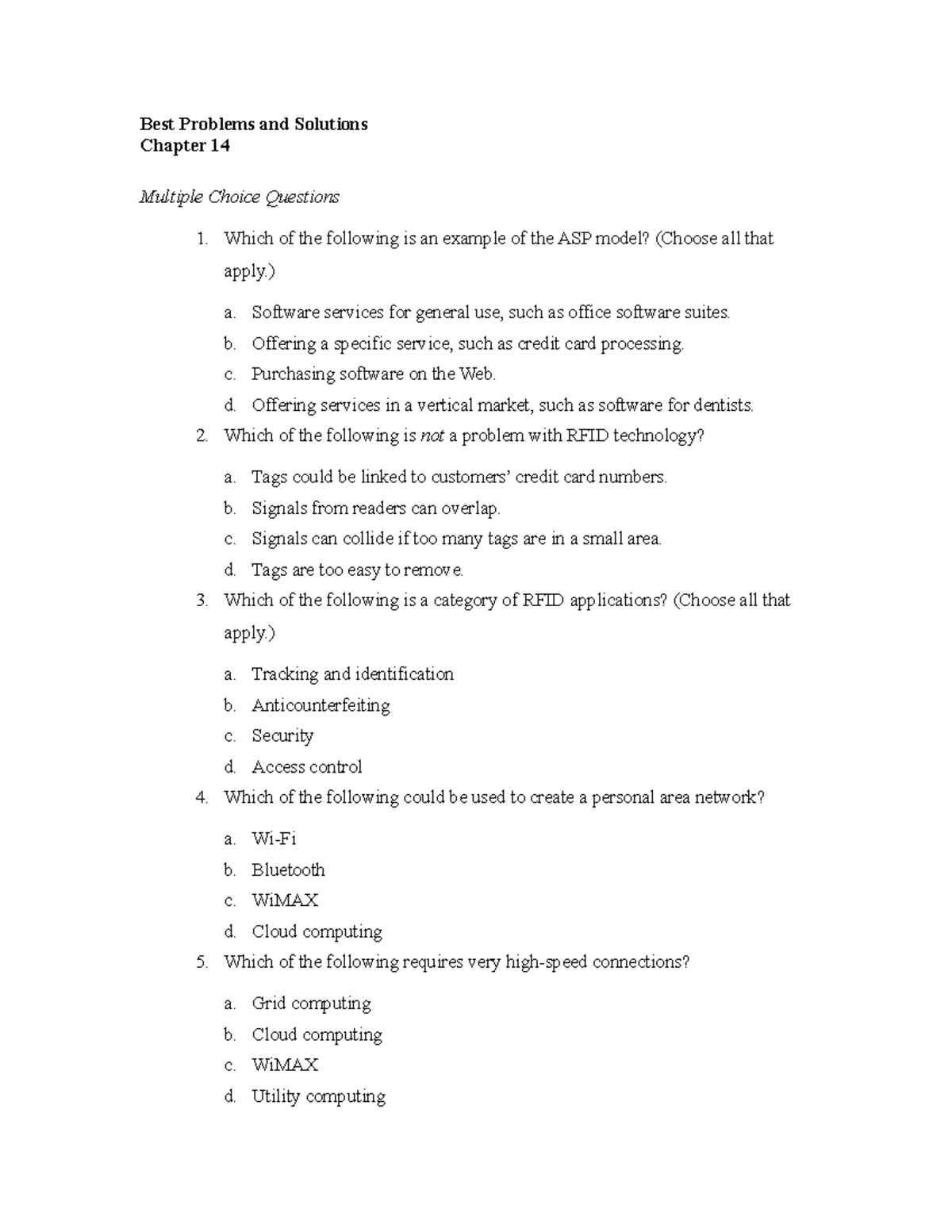 INF1505 - Chapter 14: Key Problems and Solutions Overview - Studocu