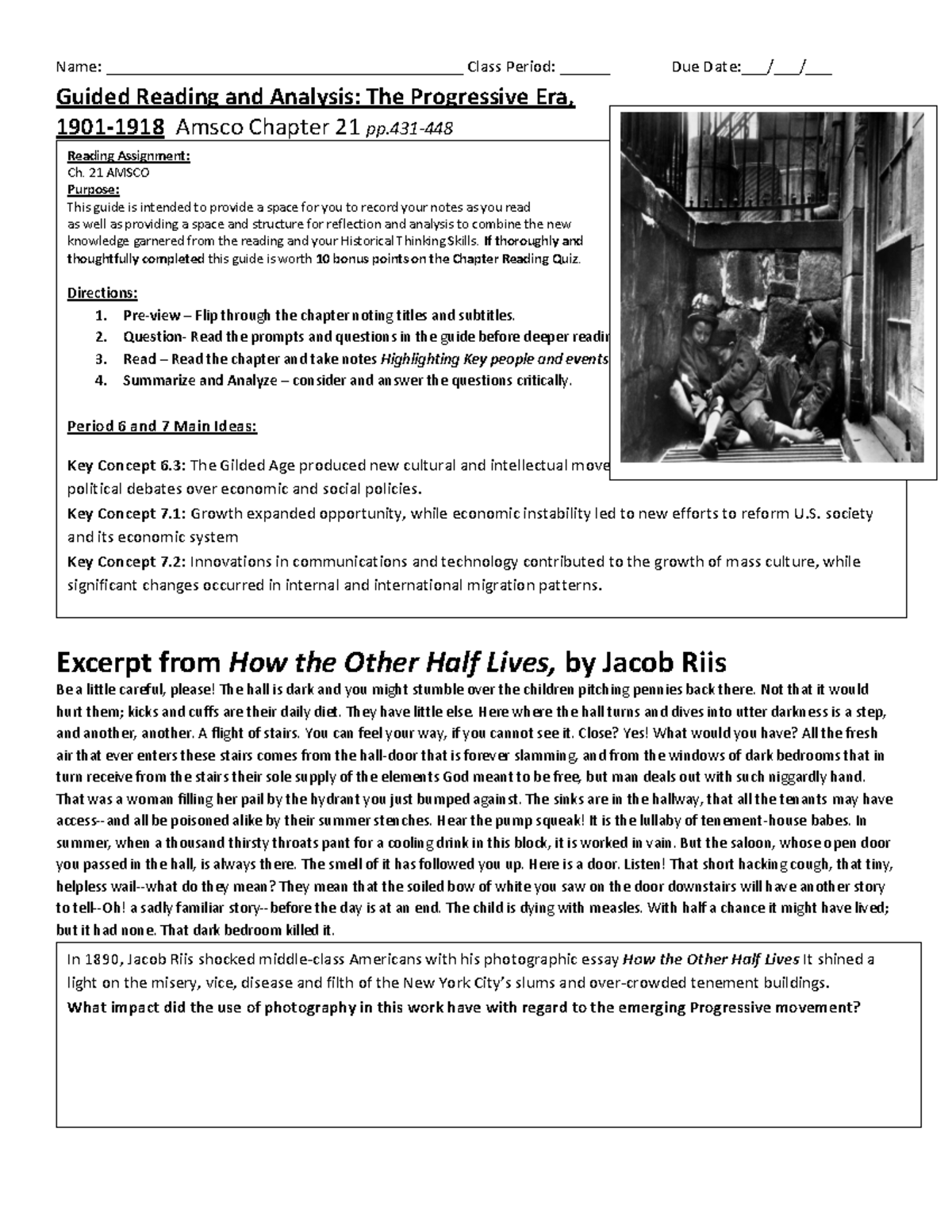 AMSCO Ch. 21 Guided Reading & Analysis: The Progressive Era - Studocu