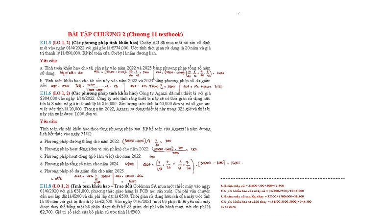 BÀI TẬP CHƯƠNG 2 (E11.3, E11.6, E11.8, E11.9, E11.18, E11.19) - Tính ...