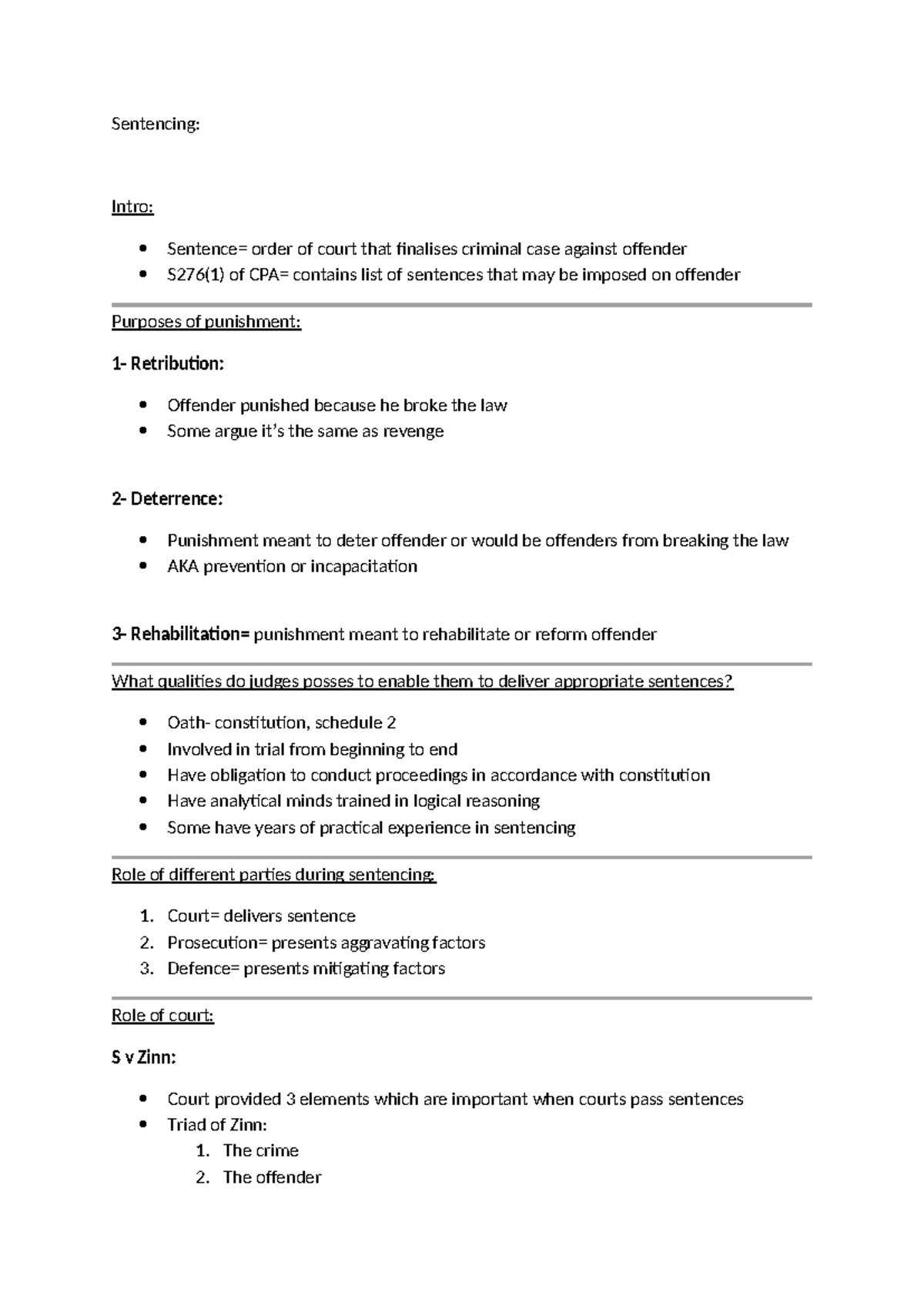 Sentencing Principles and Practices - Unit 15 Notes - Studocu