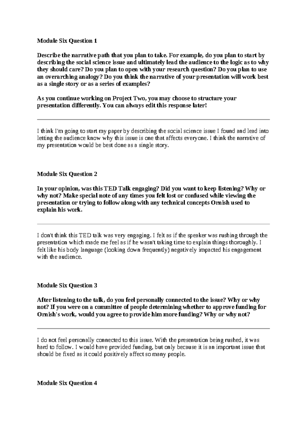 SCS 200 Module Six Reflection: Narrative Path & TED Talk Analysis - Studocu