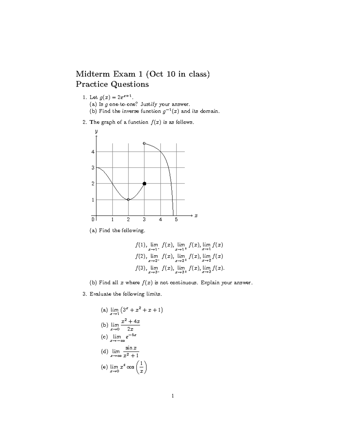 Midterm Exam 1 Practice Questions - Studocu