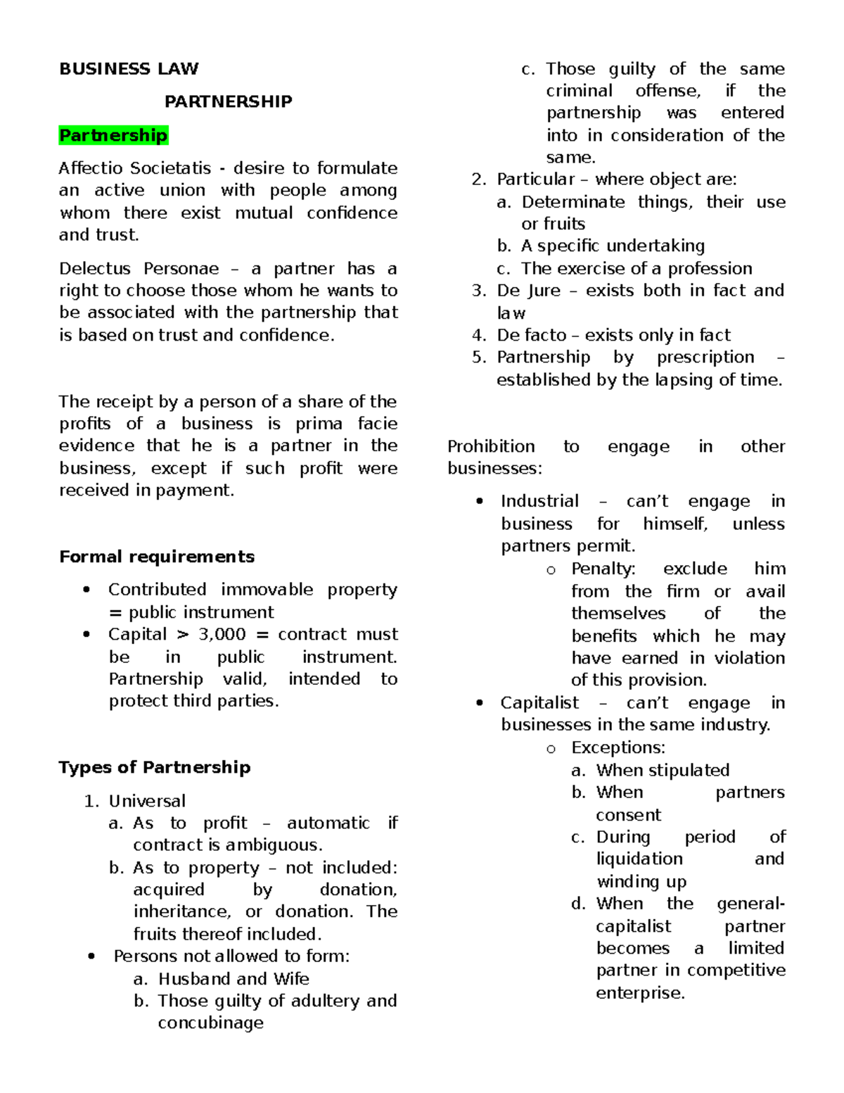 Business Law Compre: Partnership & Corporate Structures - Studocu