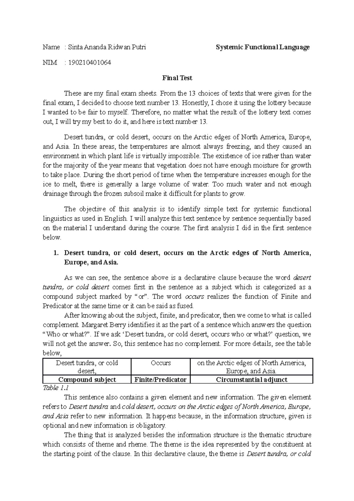 Final Exam Analysis of Text 13: Systemic Functional Language - Studocu
