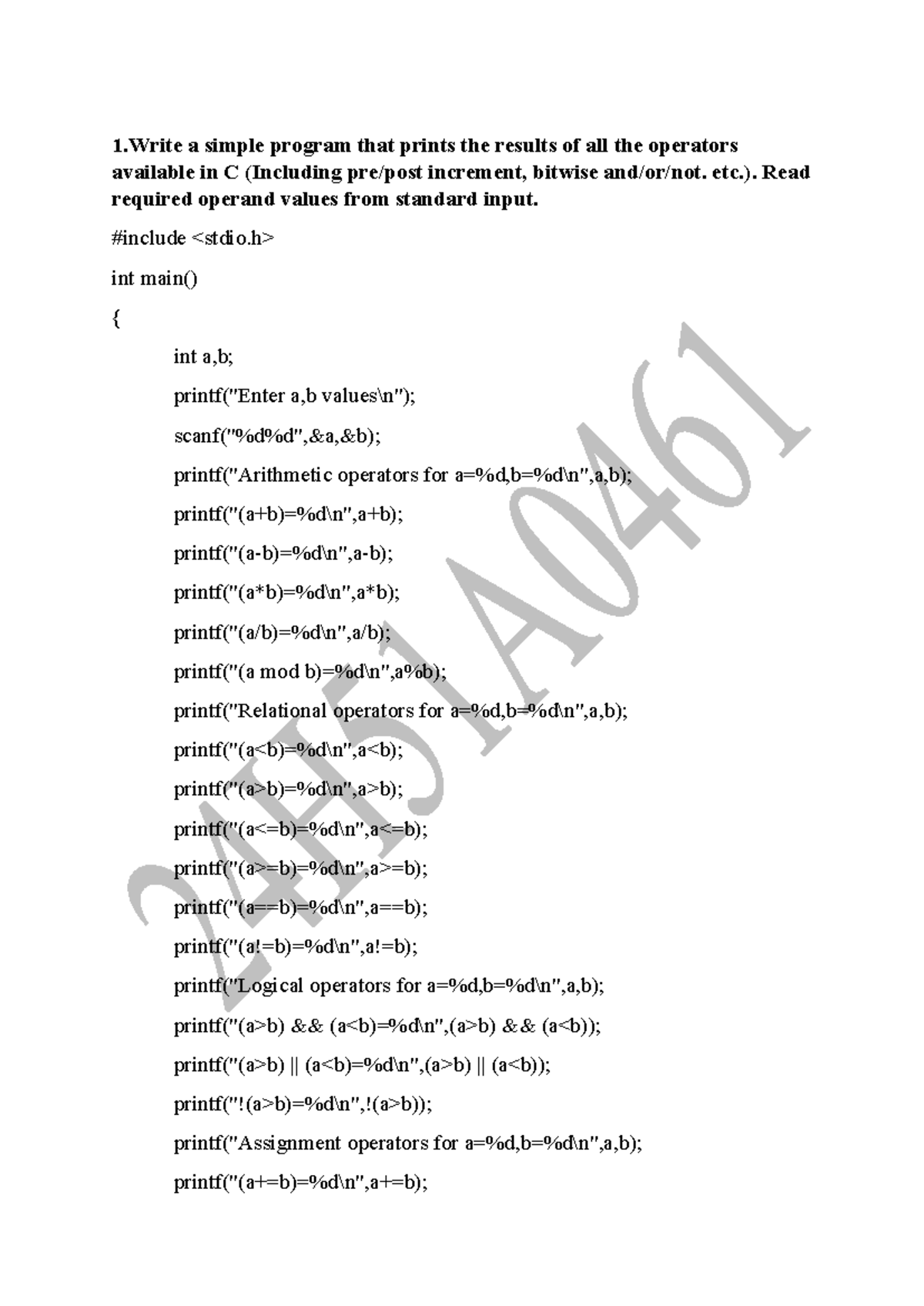 CPDS LAB Programs: C Code Solutions & Explanations - Studocu