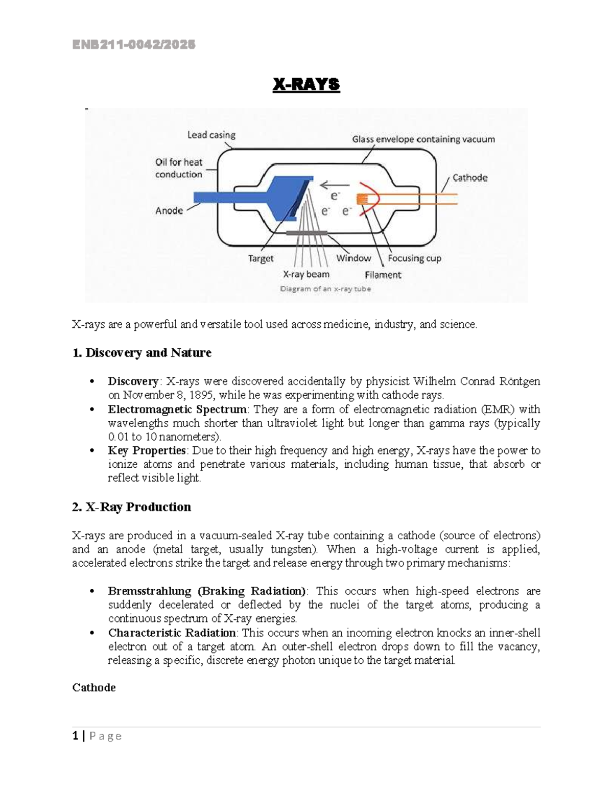 X-RAYS 101: Comprehensive Summary Notes on X-Rays - Studocu